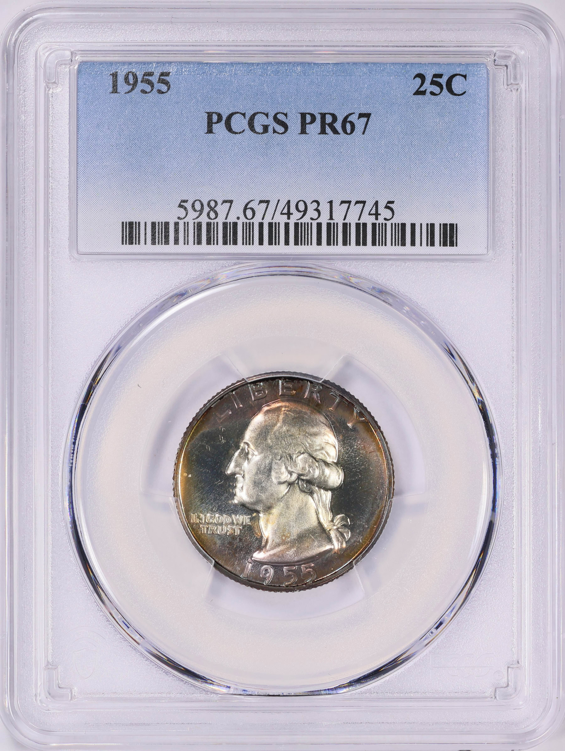 1955 Washington Quarter PCGS Proof-67 (Toned) (Item 1617523 ...
