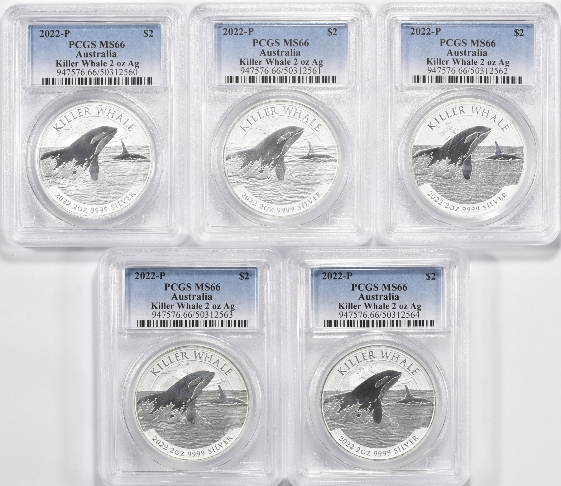 Australia 2022-P Silver $2 Killer Whale PCGS MS-66 (ASW = 2 Oz. Each ...