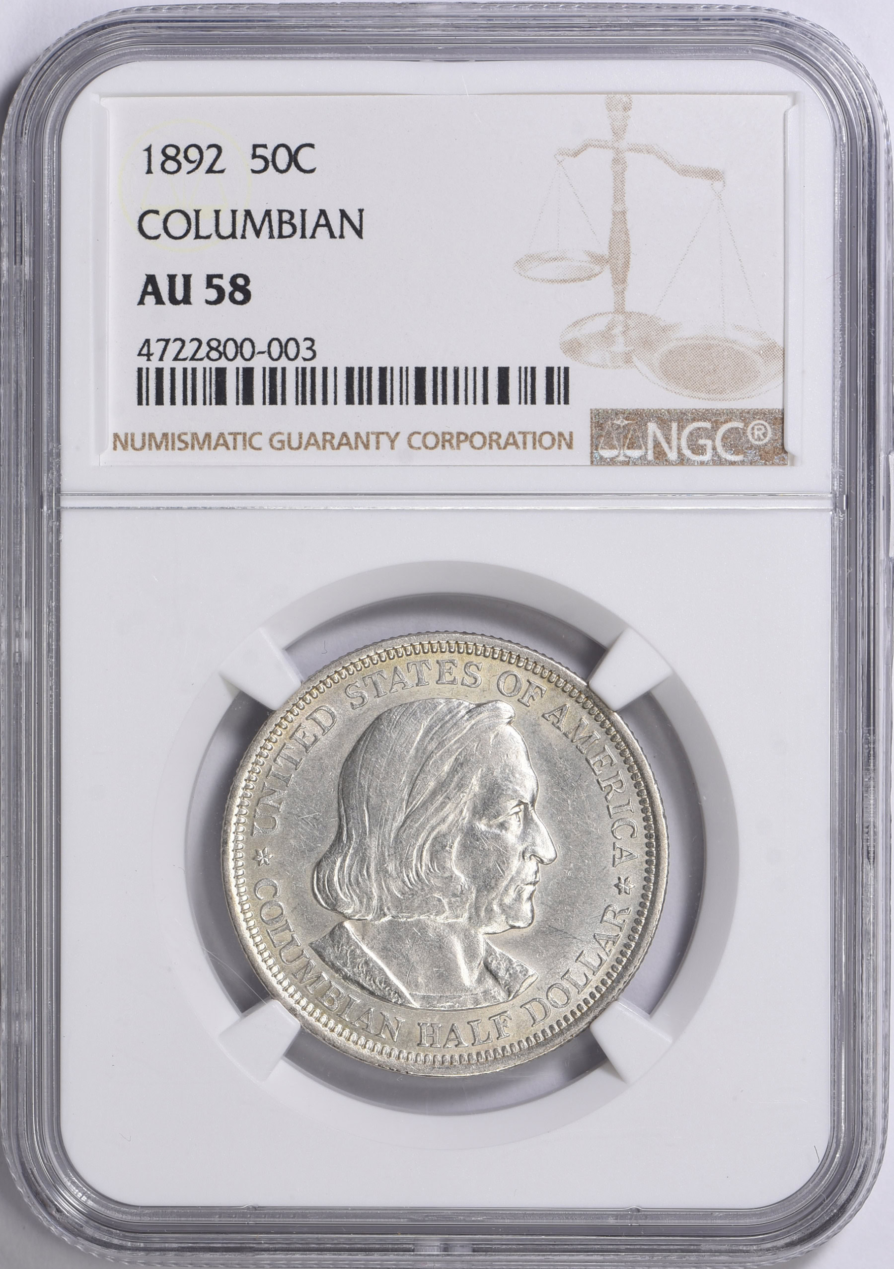 1892 World Columbian Exposition Half Dollar NGC AU-58 (Item 1618414 ...