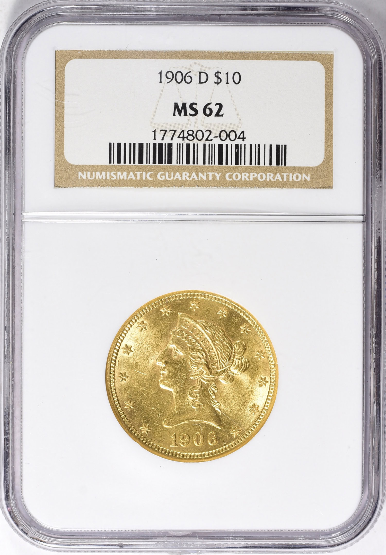 1906-D Liberty Gold Eagle NGC MS-62 (Item 1618596) | GreatCollections ...