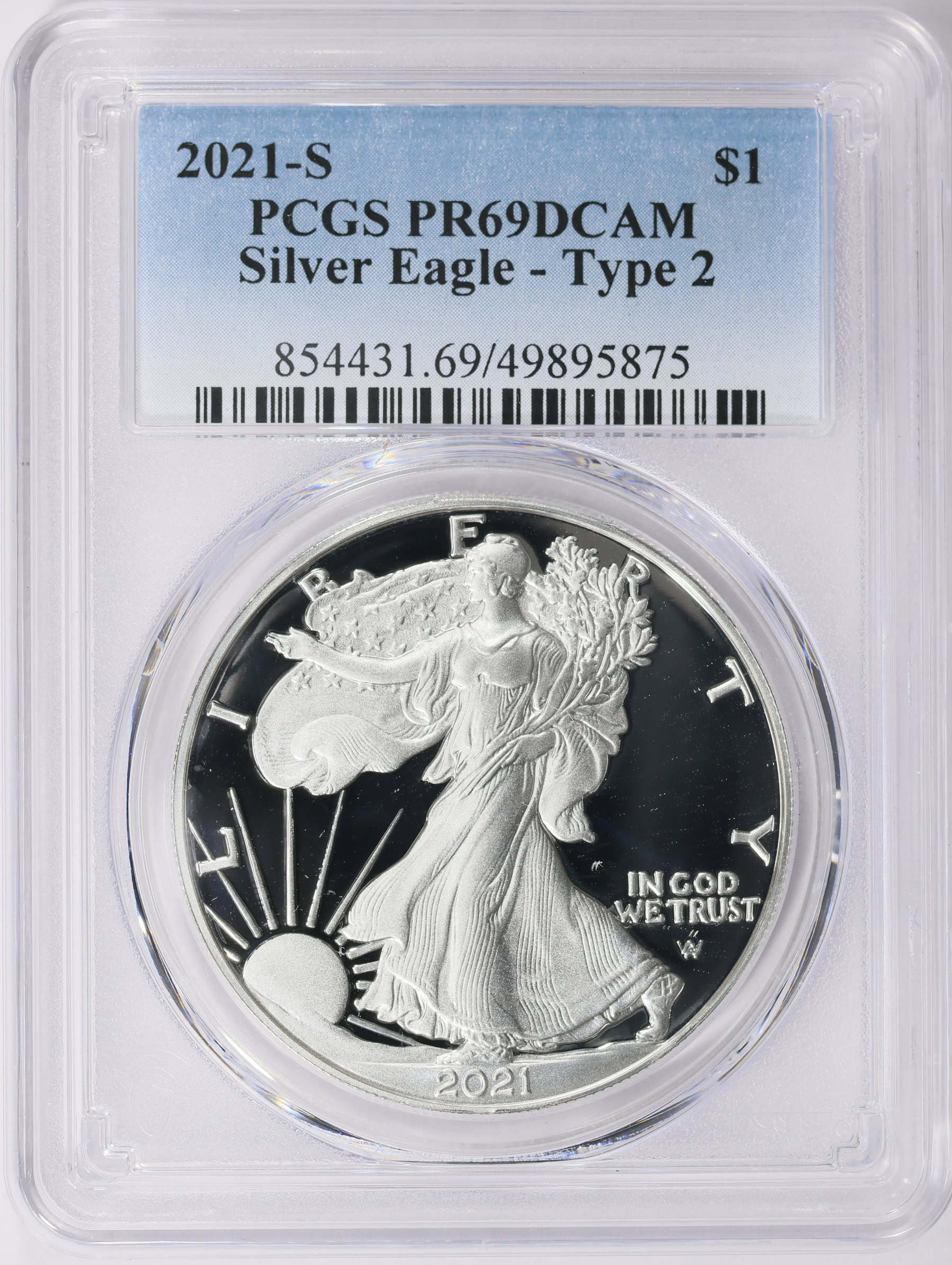 2021-S $1 Silver Eagle Type 2 PCGS Proof-69 DCAM (Item 1619435) | GreatCollections Coin Auctions