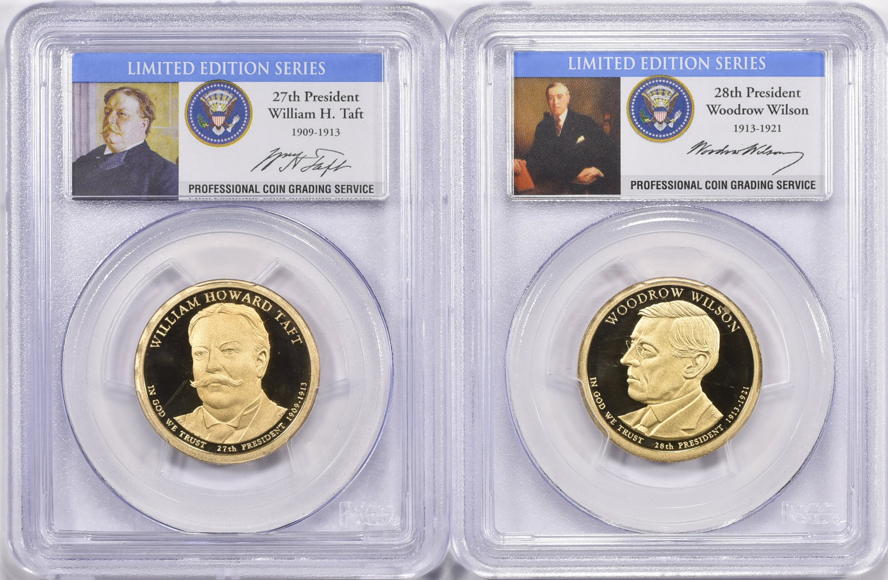 2013-S Presidential Dollar William H. Taft and Woodrow Wilson PCGS ...
