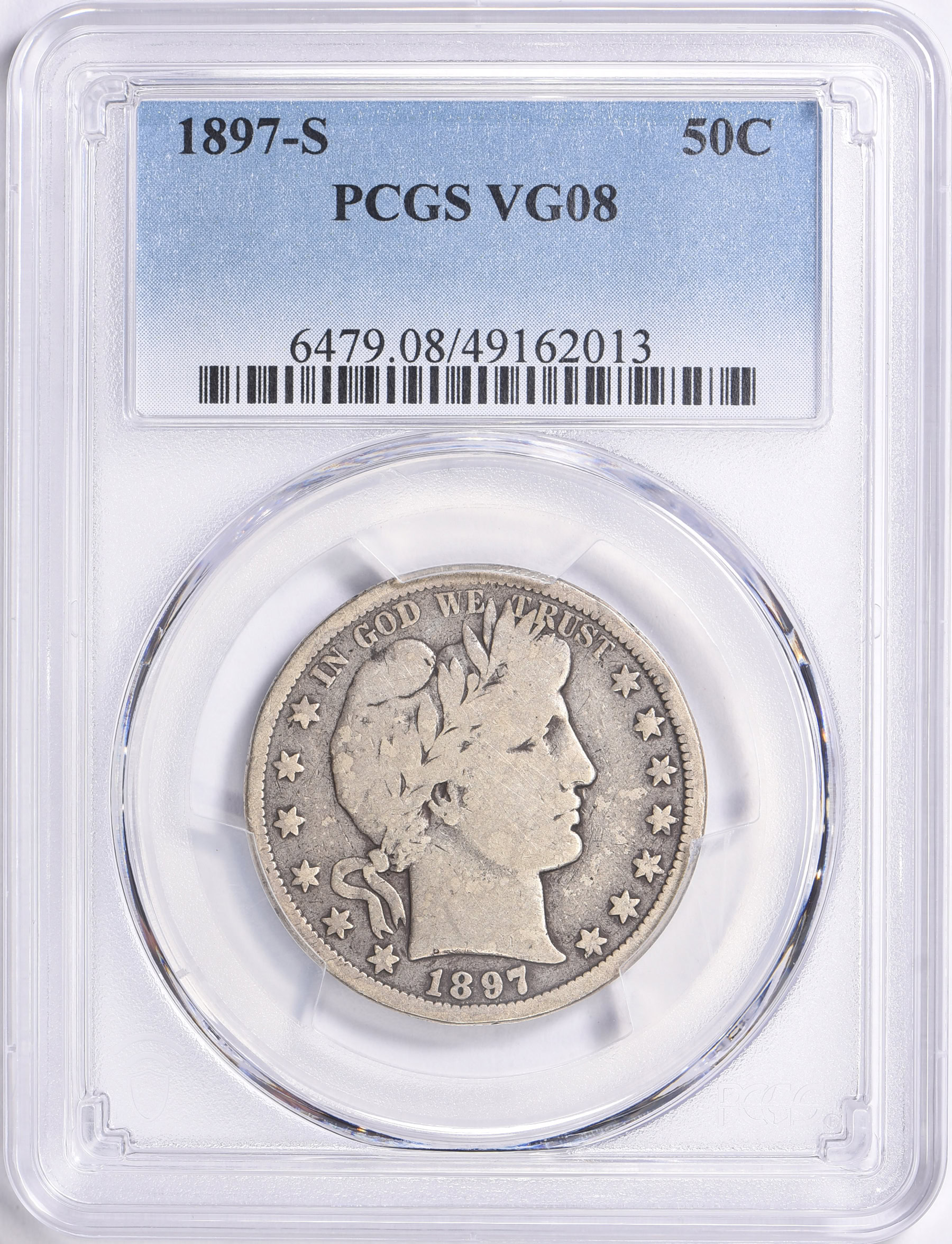 1897-S Barber Half Dollar PCGS VG-08 (Item 1619748) | GreatCollections Coin Auctions