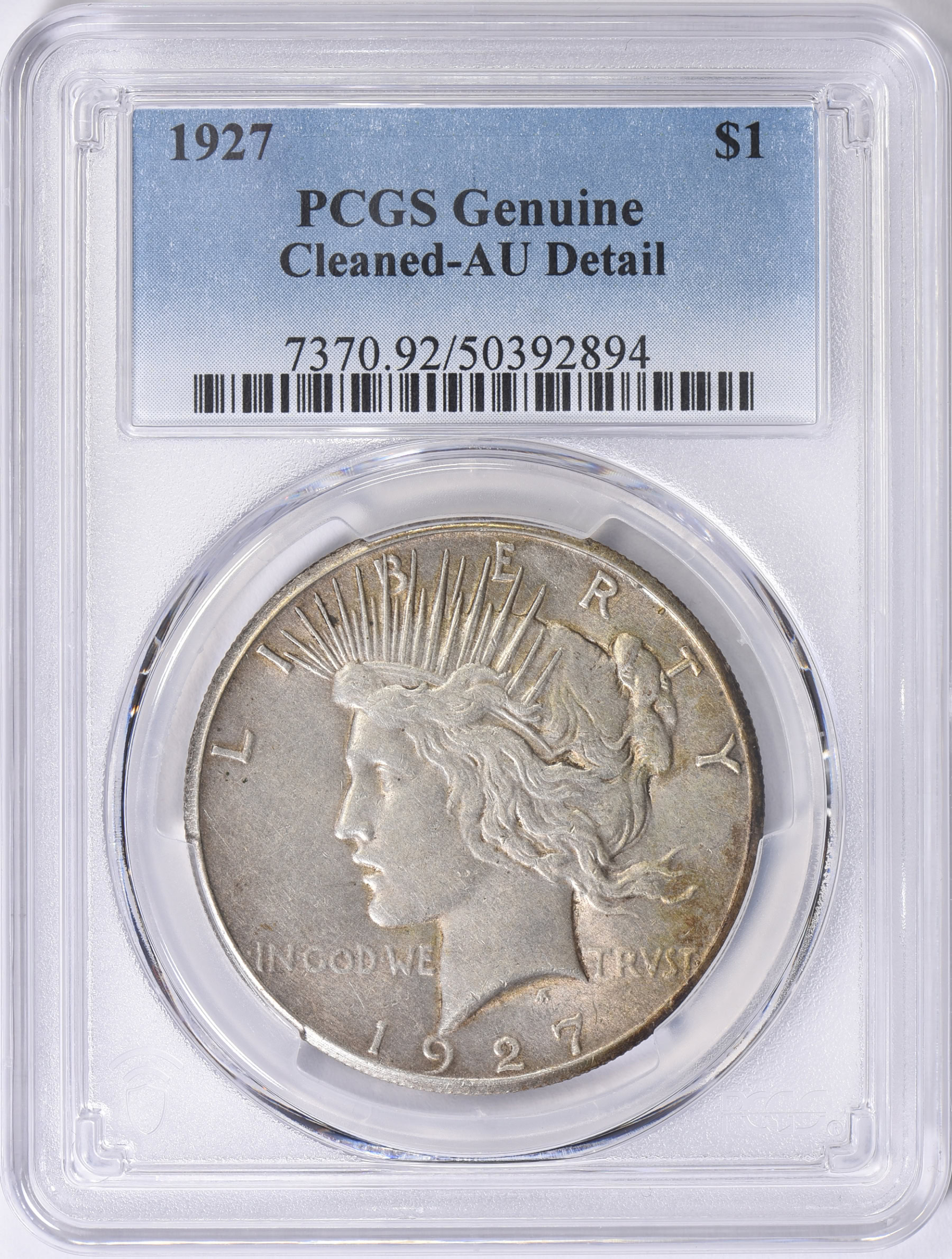 1927 Peace Silver Dollar PCGS Genuine AU Details (Item 1620410) | GreatCollections Coin Auctions