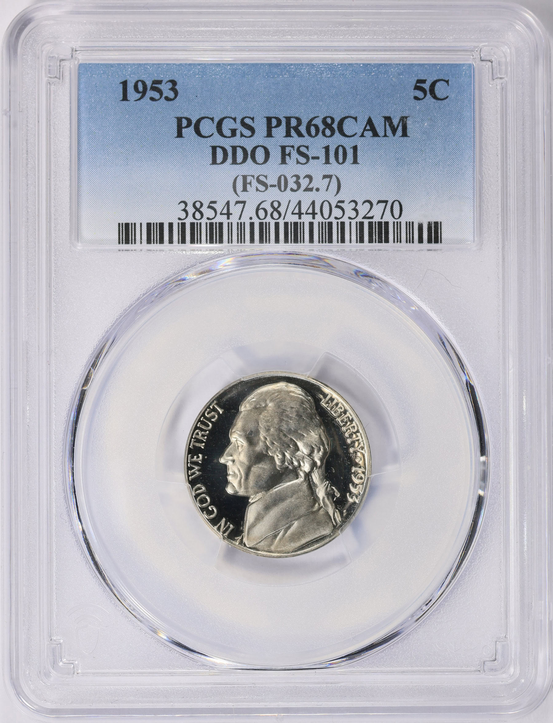 1953 Jefferson Nickel Doubled Die Obverse FS-101 (FS-032.7) PCGS Proof ...
