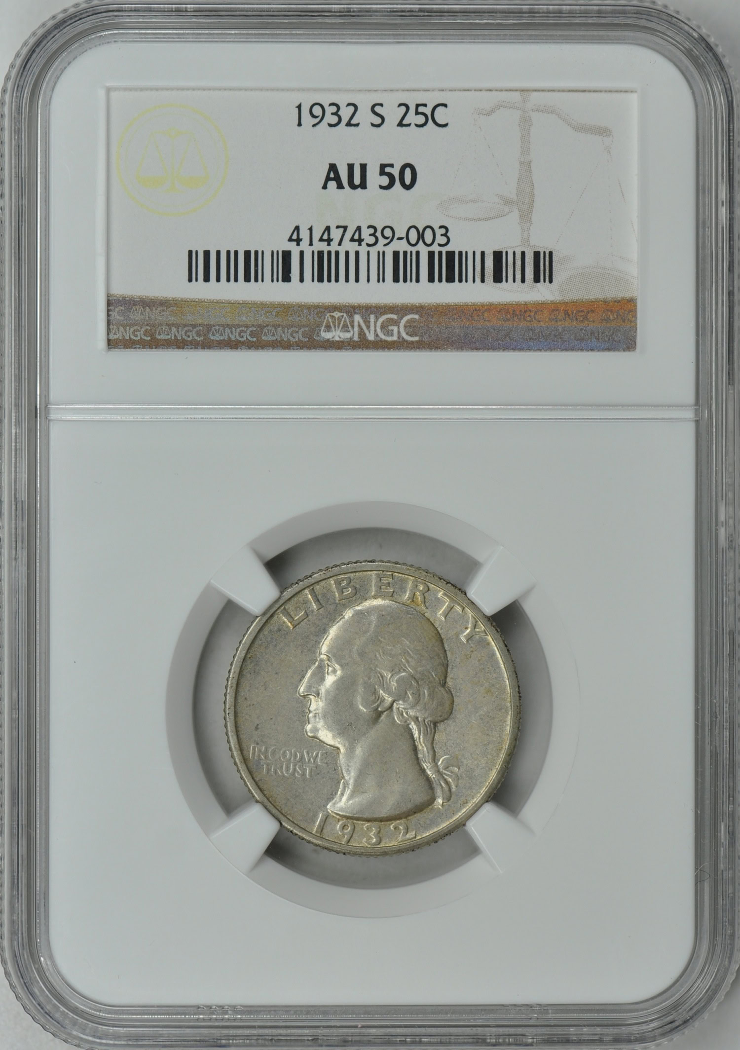1932-S Washington Quarter NGC AU-50 (Item 162080) | GreatCollections Coin Auctions
