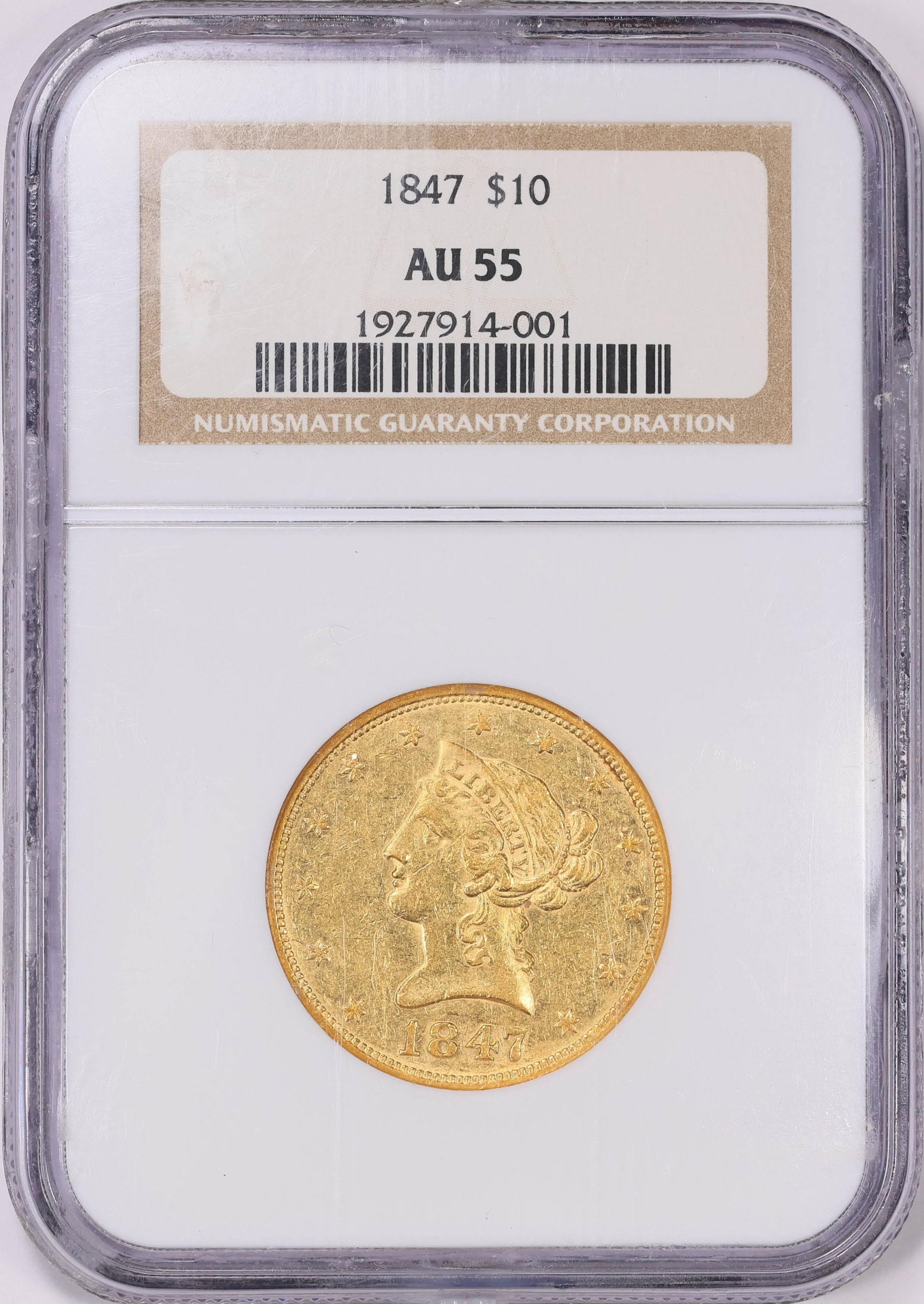 1847 Liberty Gold Eagle NGC AU-55 (Item 1620851) | GreatCollections ...