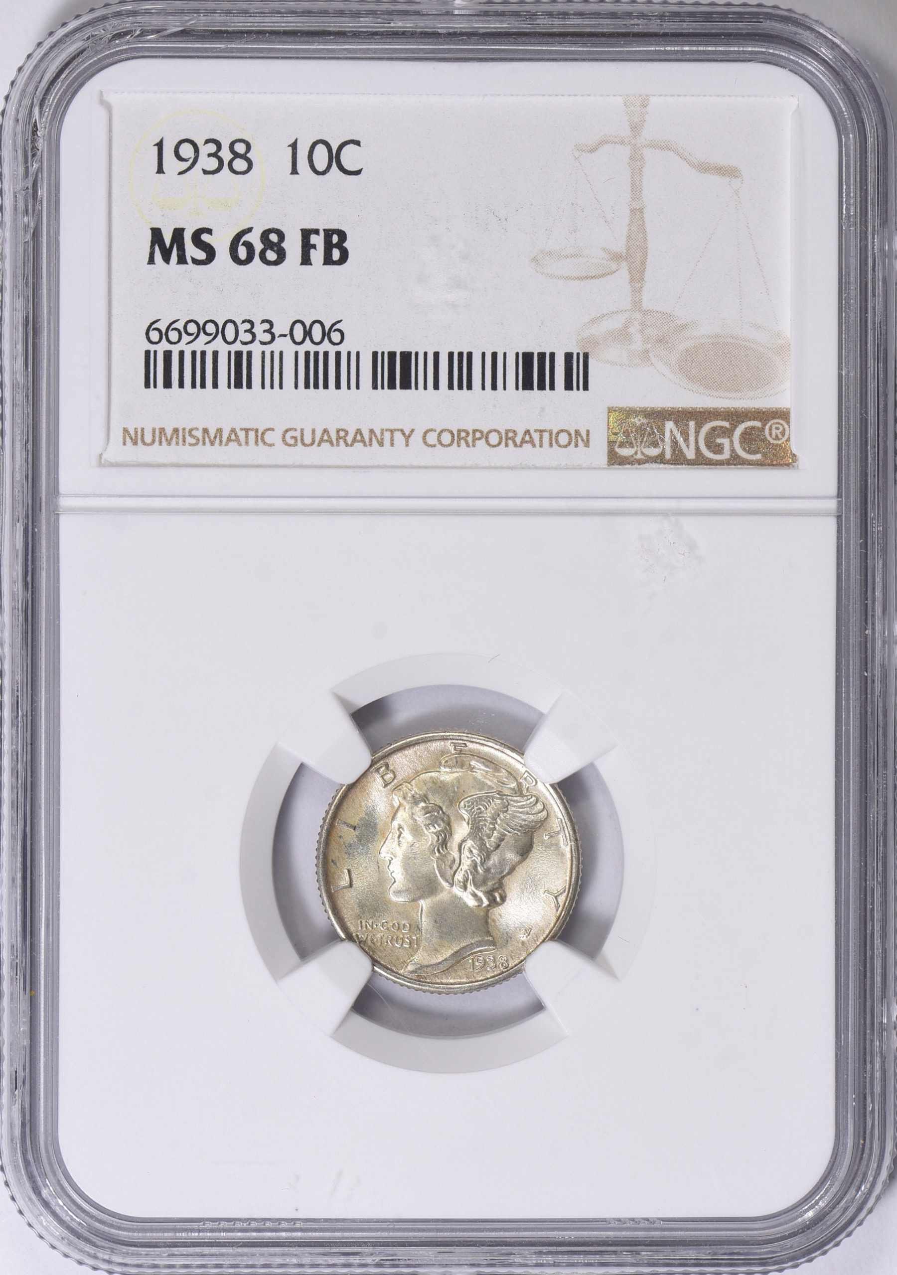 1938 Mercury Dime NGC MS-68 FB (Item 1620945) | GreatCollections Coin Auctions