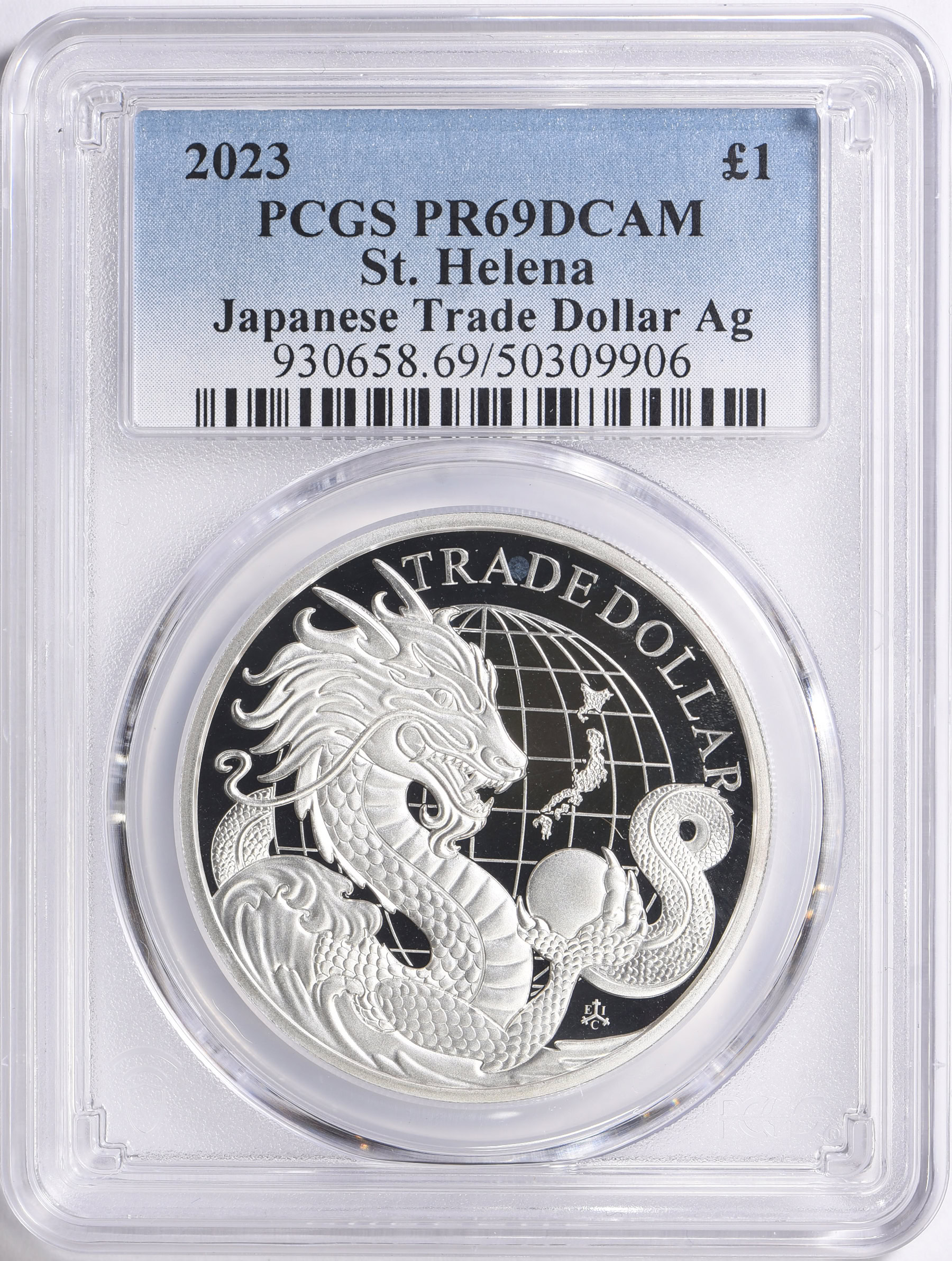 St. Helena 2023 Silver £1 Japanese Trade Dollar Silver PCGS Proof-69 DCAM (ASW = 0.9999 Oz ...