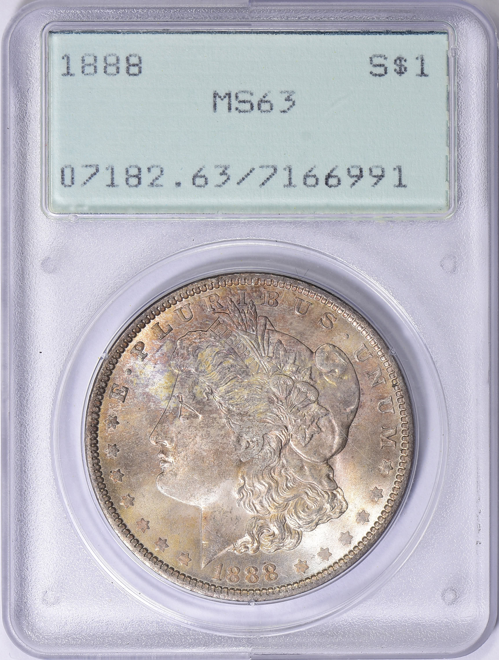 1888 Morgan Silver Dollar PCGS MS-63 OGH (1st Gen) (Toned) (Item 1622195) | GreatCollections ...