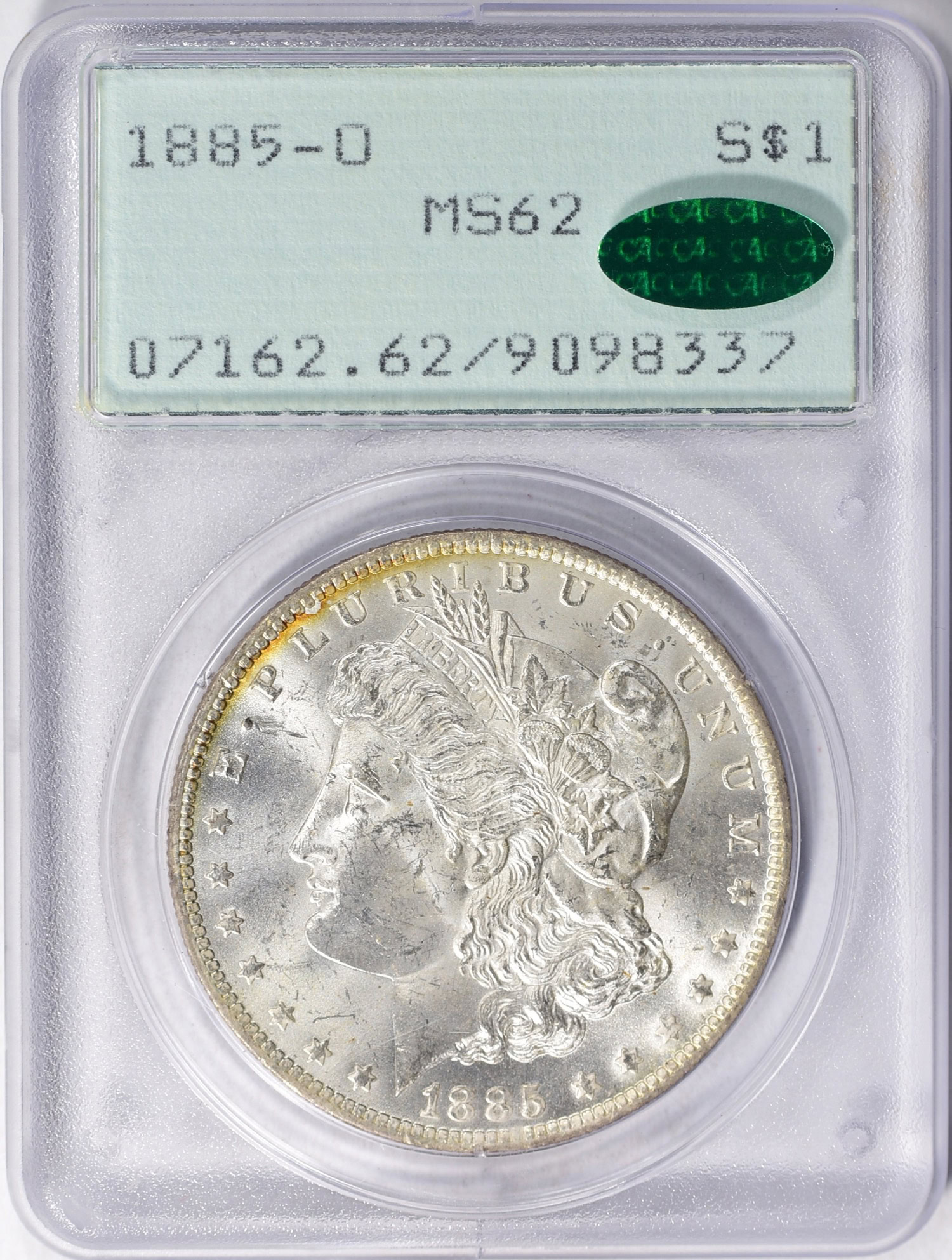 1885-O Morgan Silver Dollar PCGS MS-62 (CAC Green) OGH (1st Gen) (Item 1622223 ...