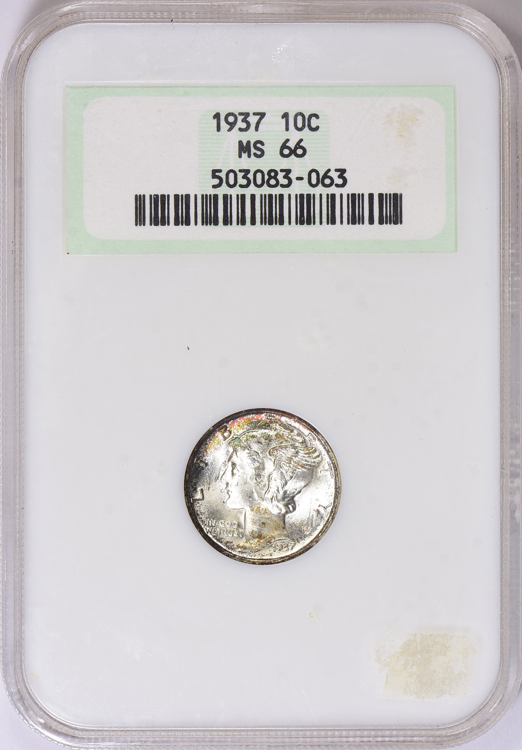 1937 Mercury Dime NGC MS-66 OH (Toned) (Item 1622288) | GreatCollections Coin Auctions