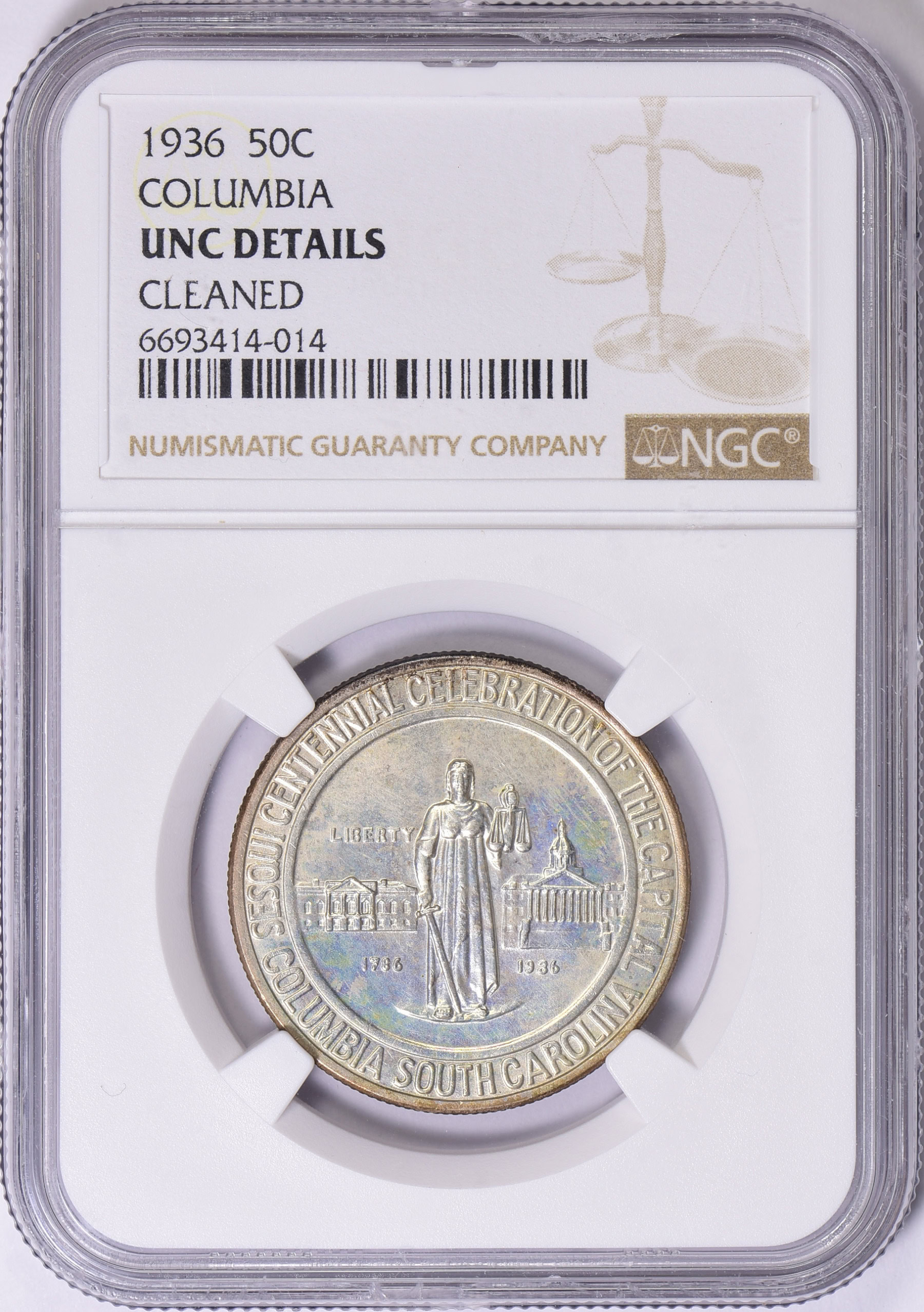 1936 Columbia, South Carolina, Sesquicentennial Half Dollar NGC Unc ...