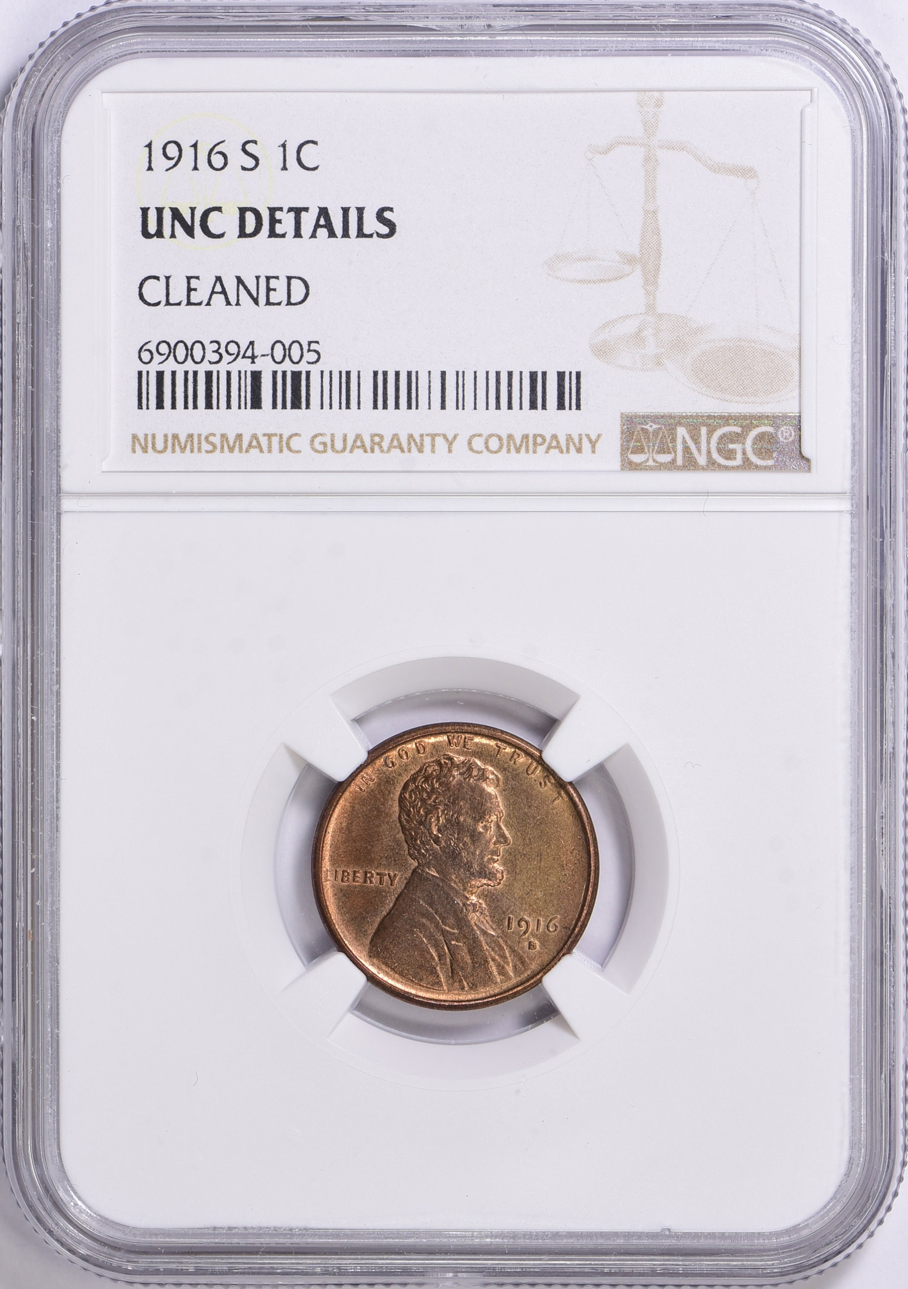1916-S Lincoln Cent NGC Unc Details (Item 1622315) | GreatCollections ...
