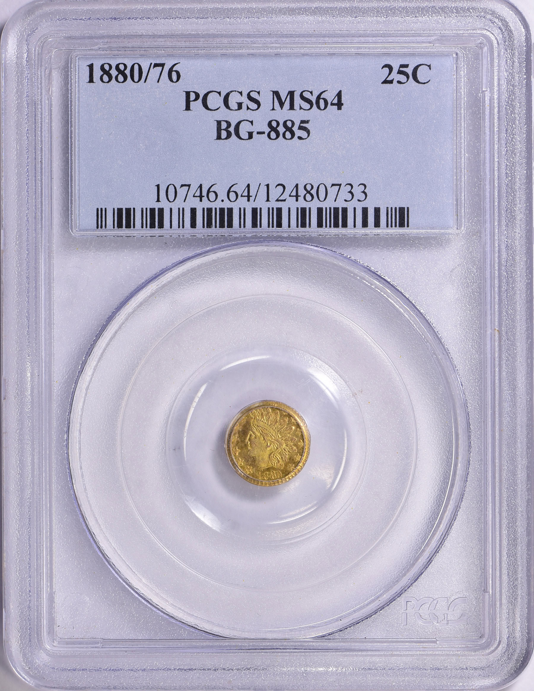 1880/76 California Fractional Gold 25c BG-885 PCGS MS-64 (Item 1622332 ...