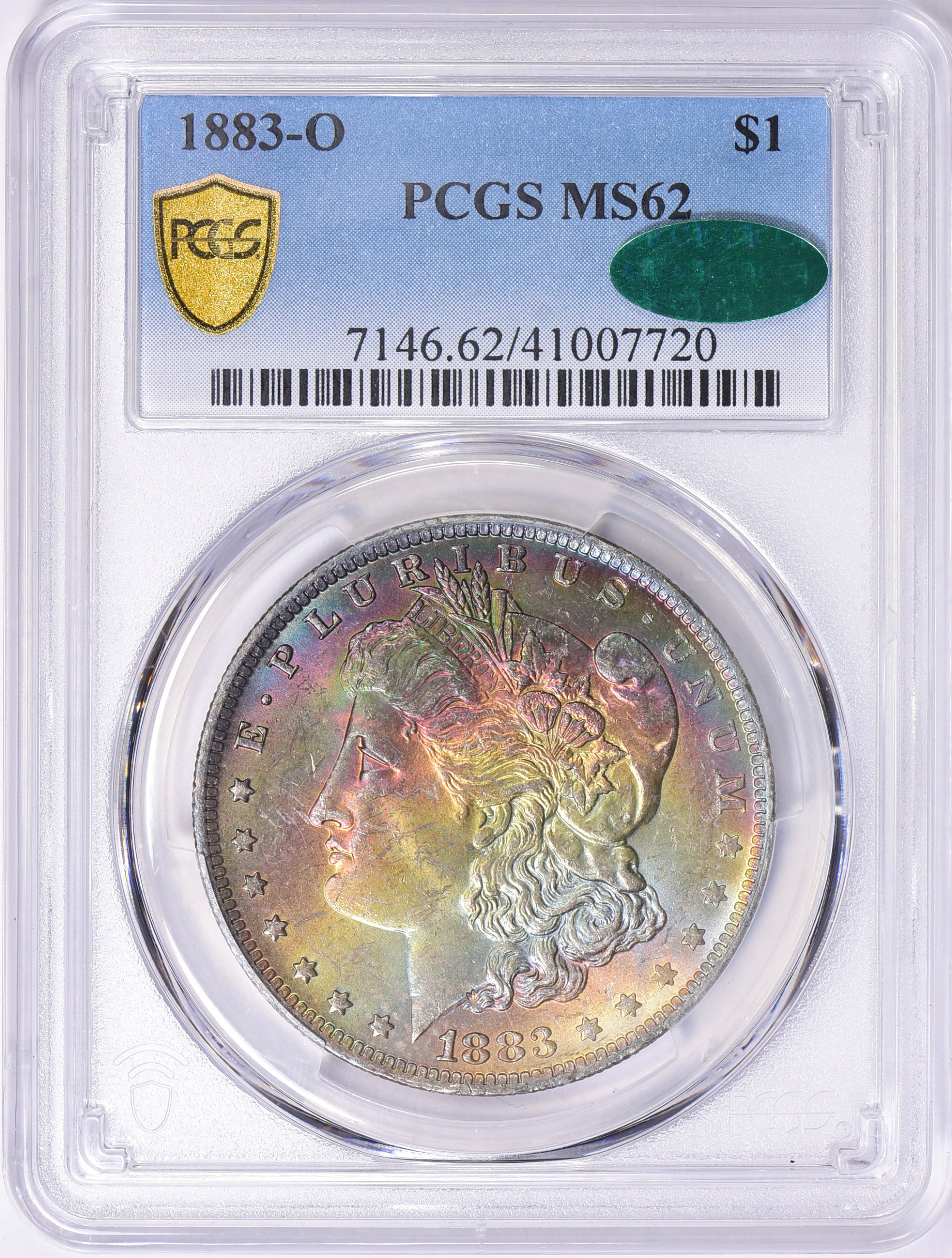 1883-O Morgan Silver Dollar PCGS MS-62 (CAC Green) (Toned) (Item 1622587) | GreatCollections ...