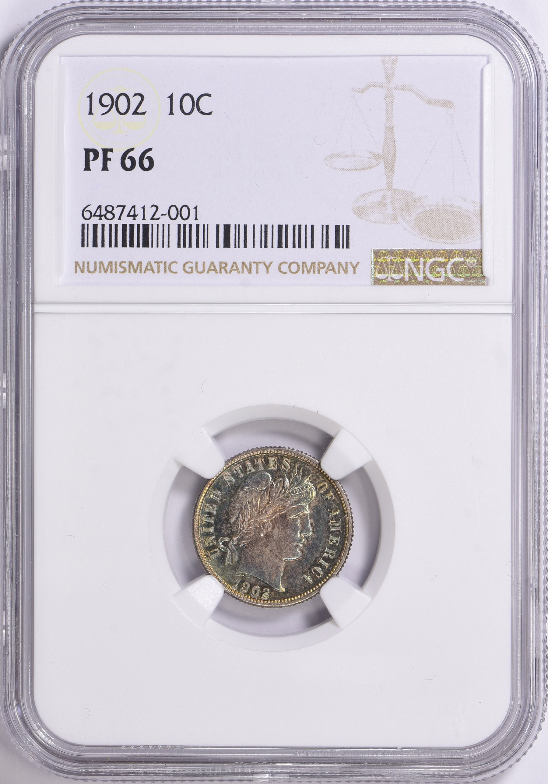 1902 Barber Dime NGC Proof-66 (Toned) (Item 1622766) | GreatCollections ...