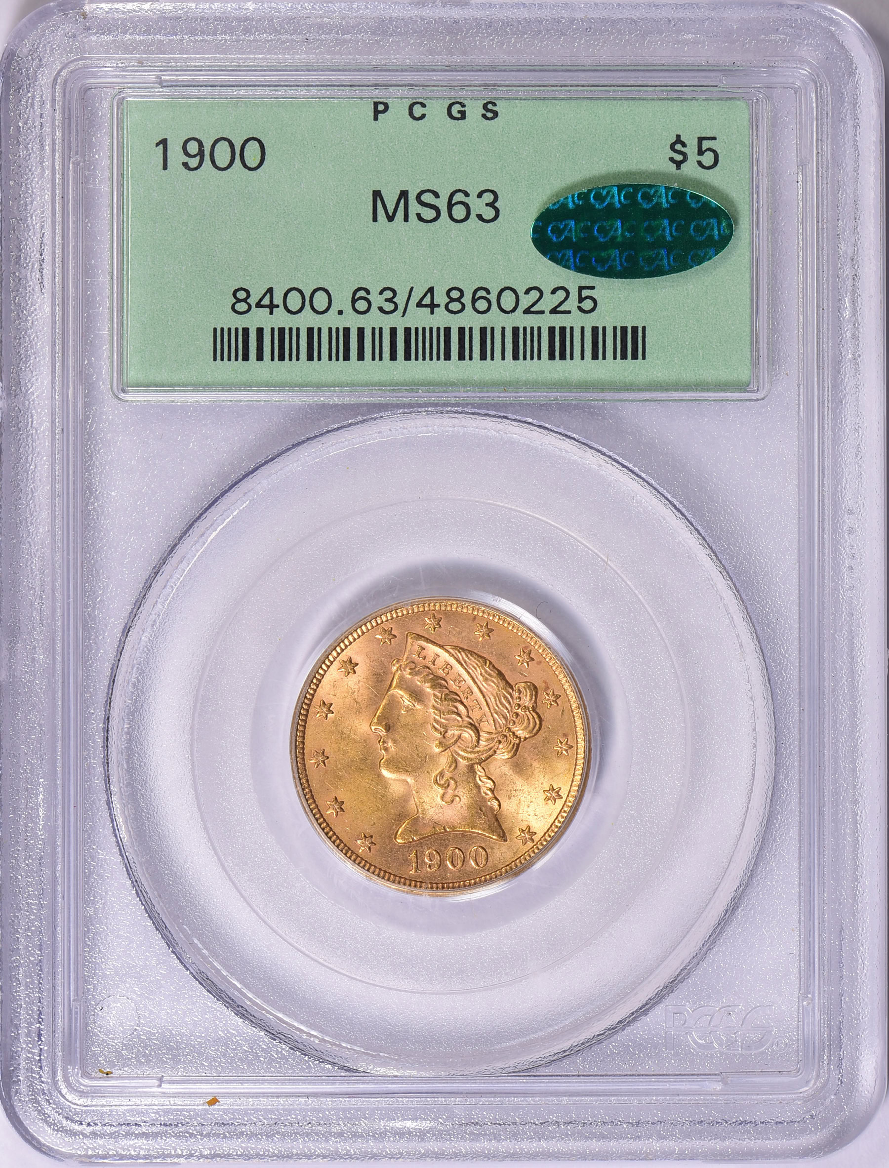 1900 Liberty Gold Half Eagle PCGS MS-63 (CAC Green) OGH (Item 1623309) | GreatCollections Coin ...