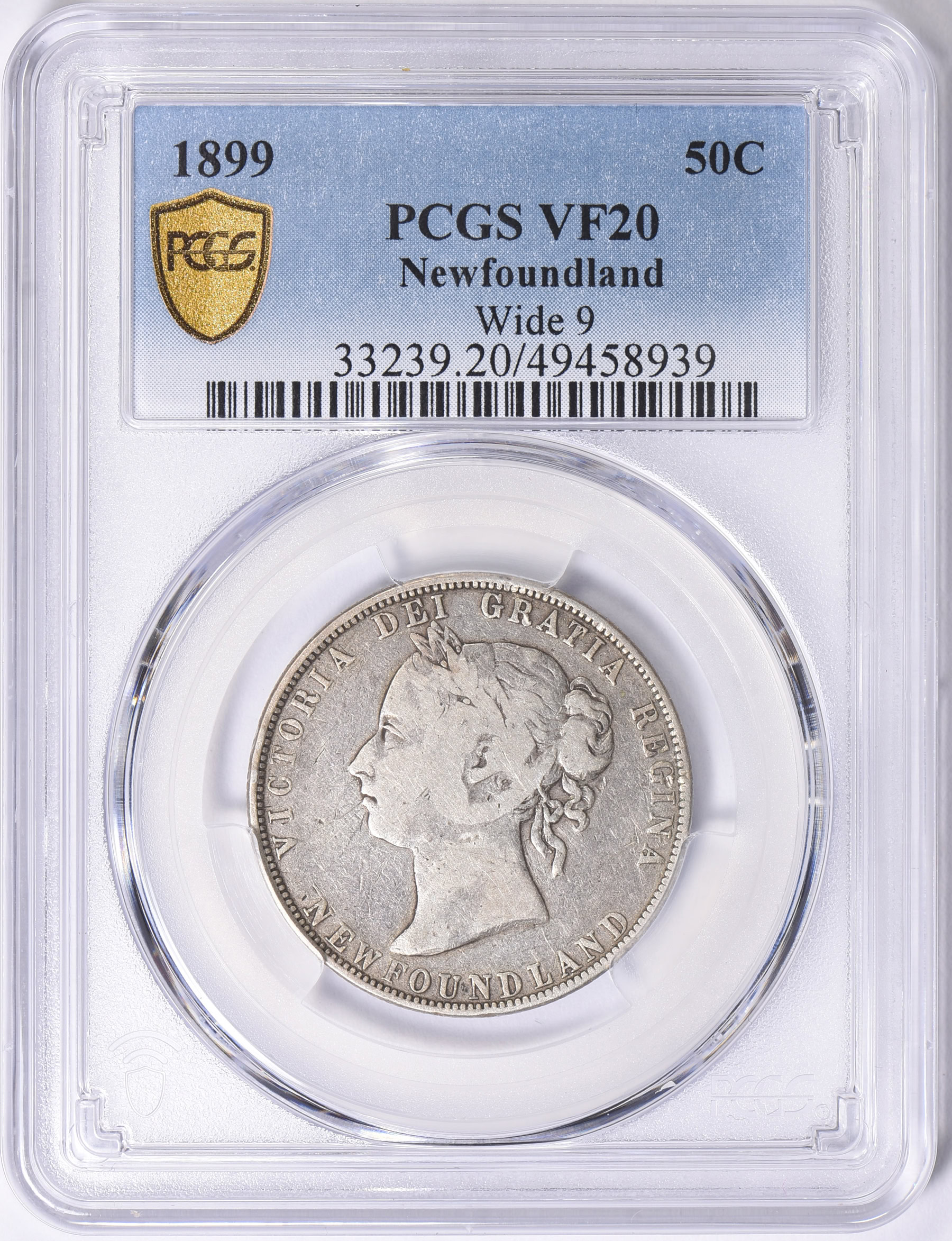 Canada - Newfoundland 1899 Silver 50 Cents Wide 9 KM-6 PCGS VF-20 (Item 1624191 ...