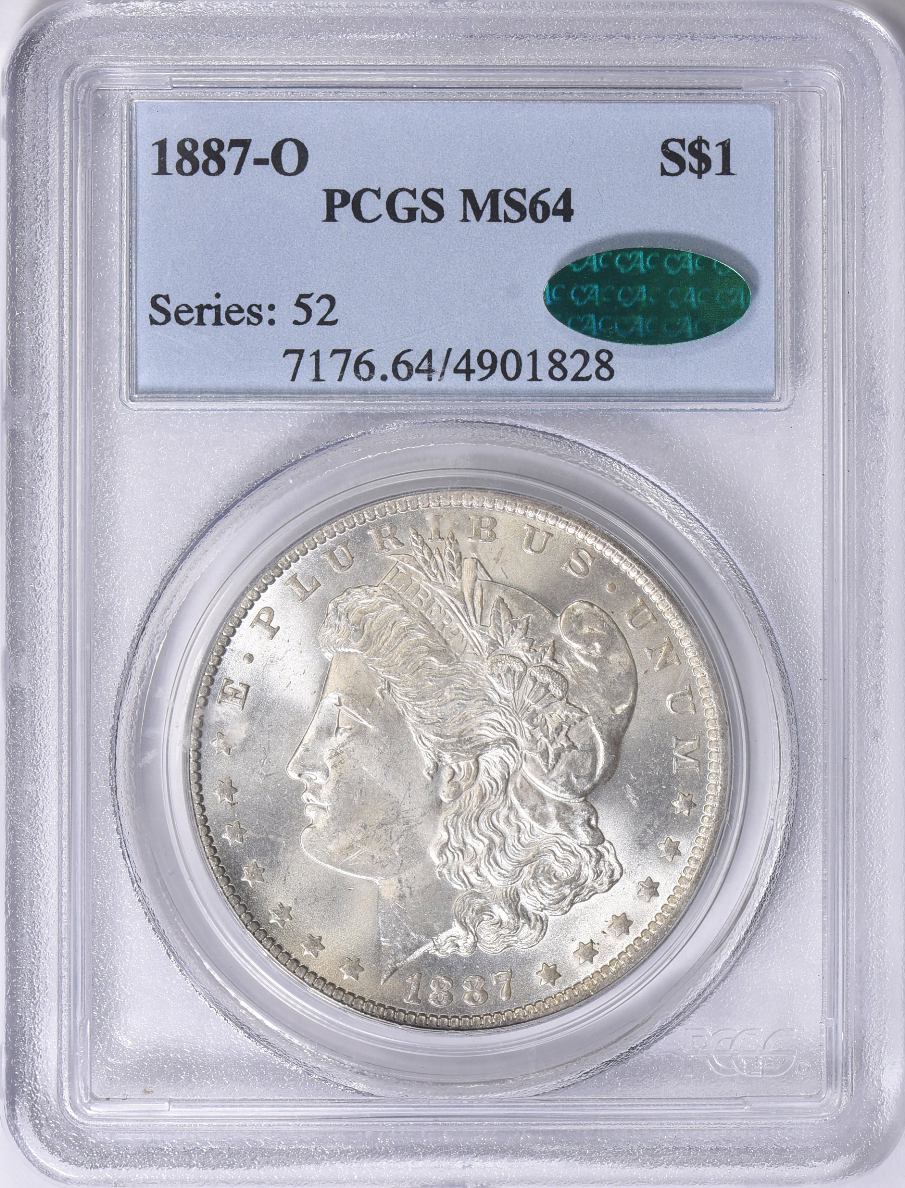 1887-O Morgan Silver Dollar PCGS MS-64 (CAC Green) (Item 1624504) | GreatCollections Coin Auctions