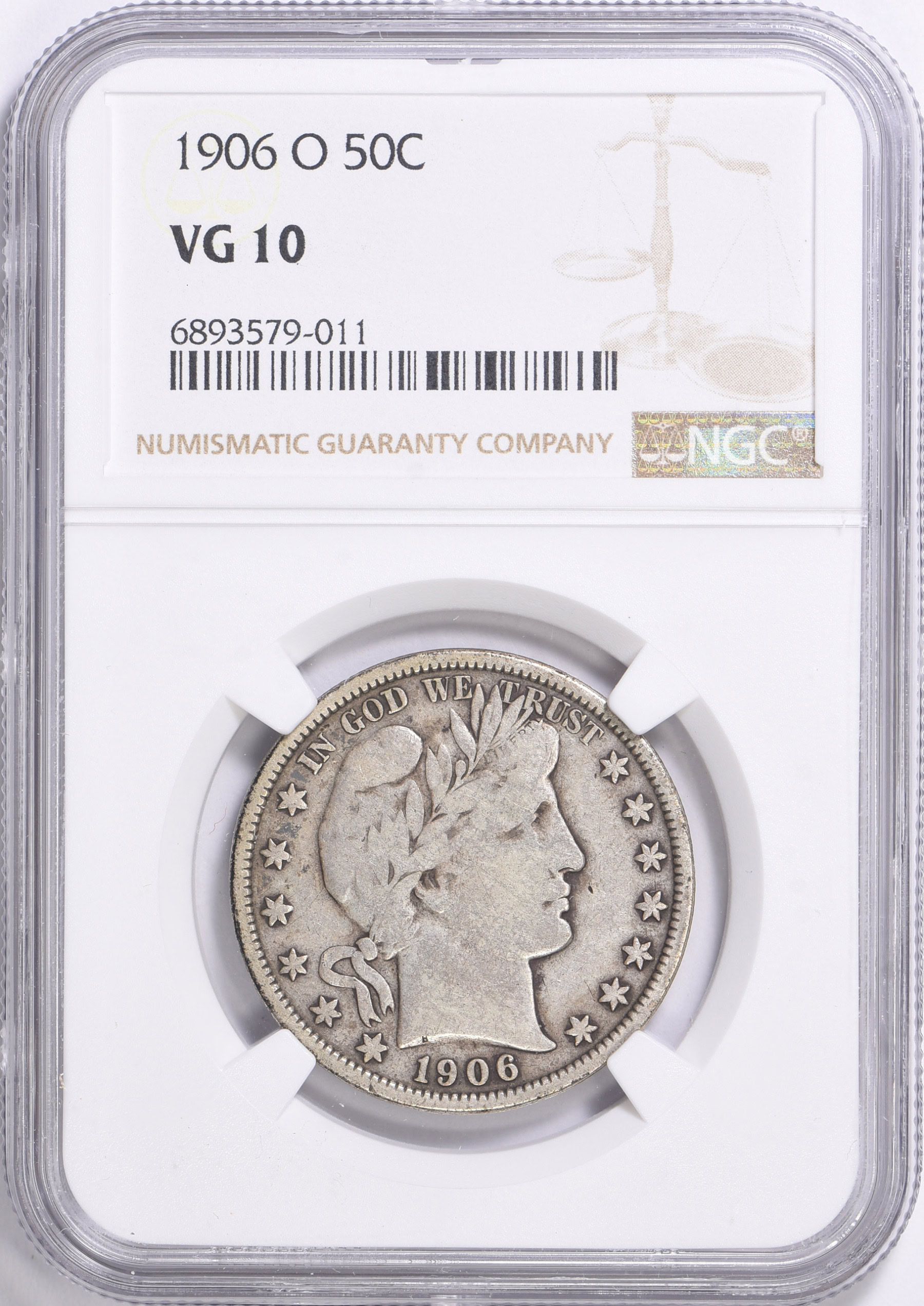 1906-O Barber Half Dollar NGC VG-10 (Item 1625634) | GreatCollections Coin Auctions