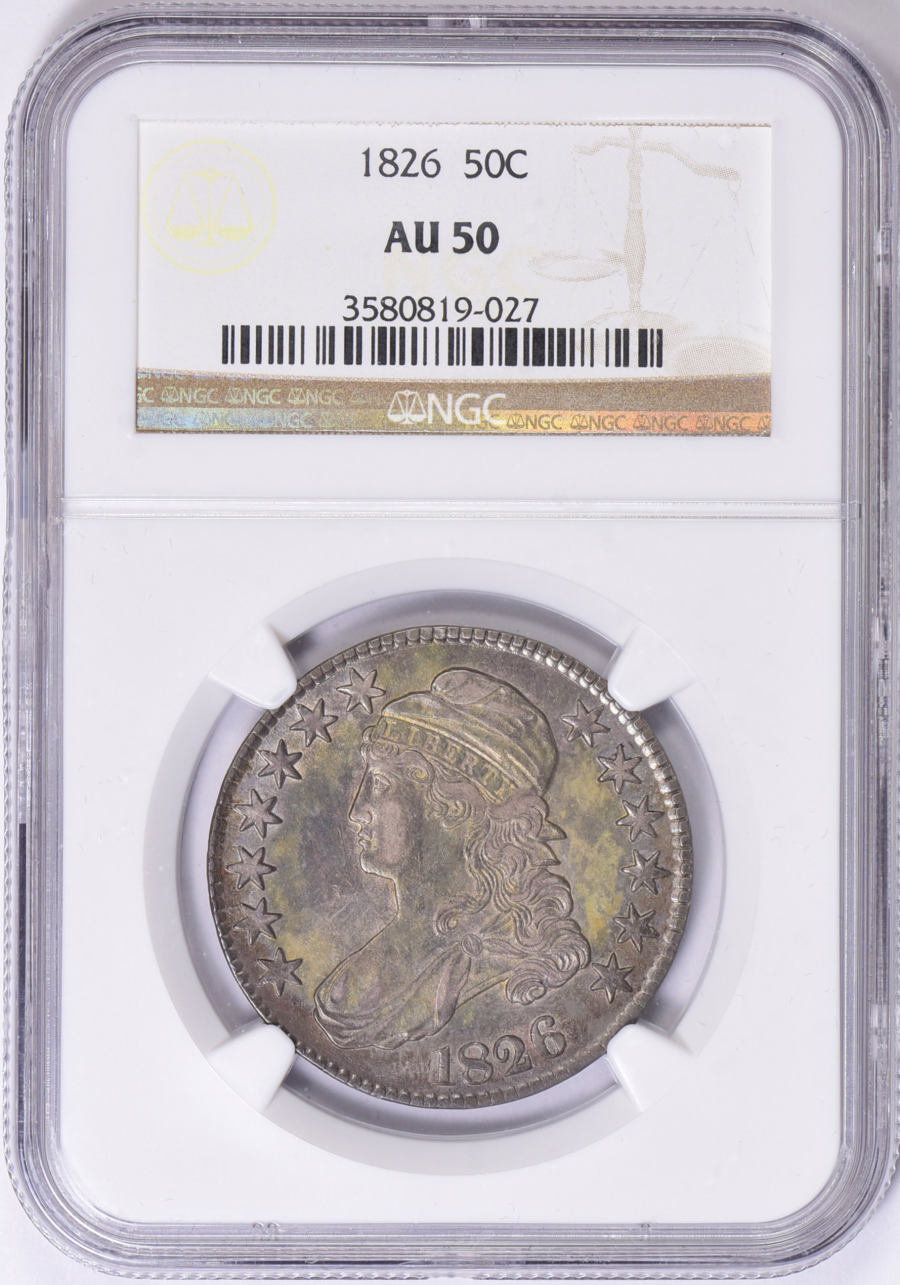 1826 Capped Bust Half Dollar NGC AU-50 (Toned) (Item 1625785) | GreatCollections Coin Auctions