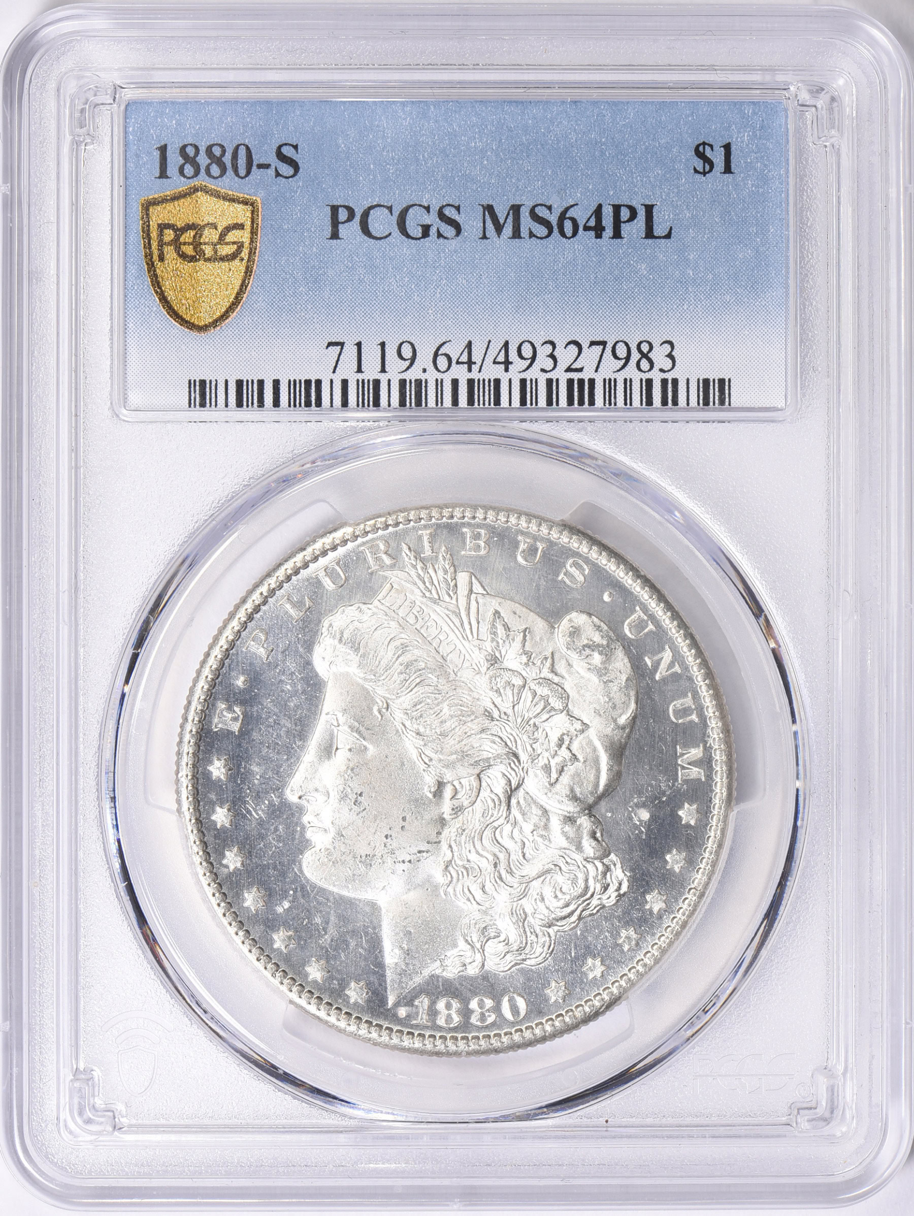 1880-S Morgan Silver Dollar PCGS MS-64 PL (Item 1626352) | GreatCollections Coin Auctions