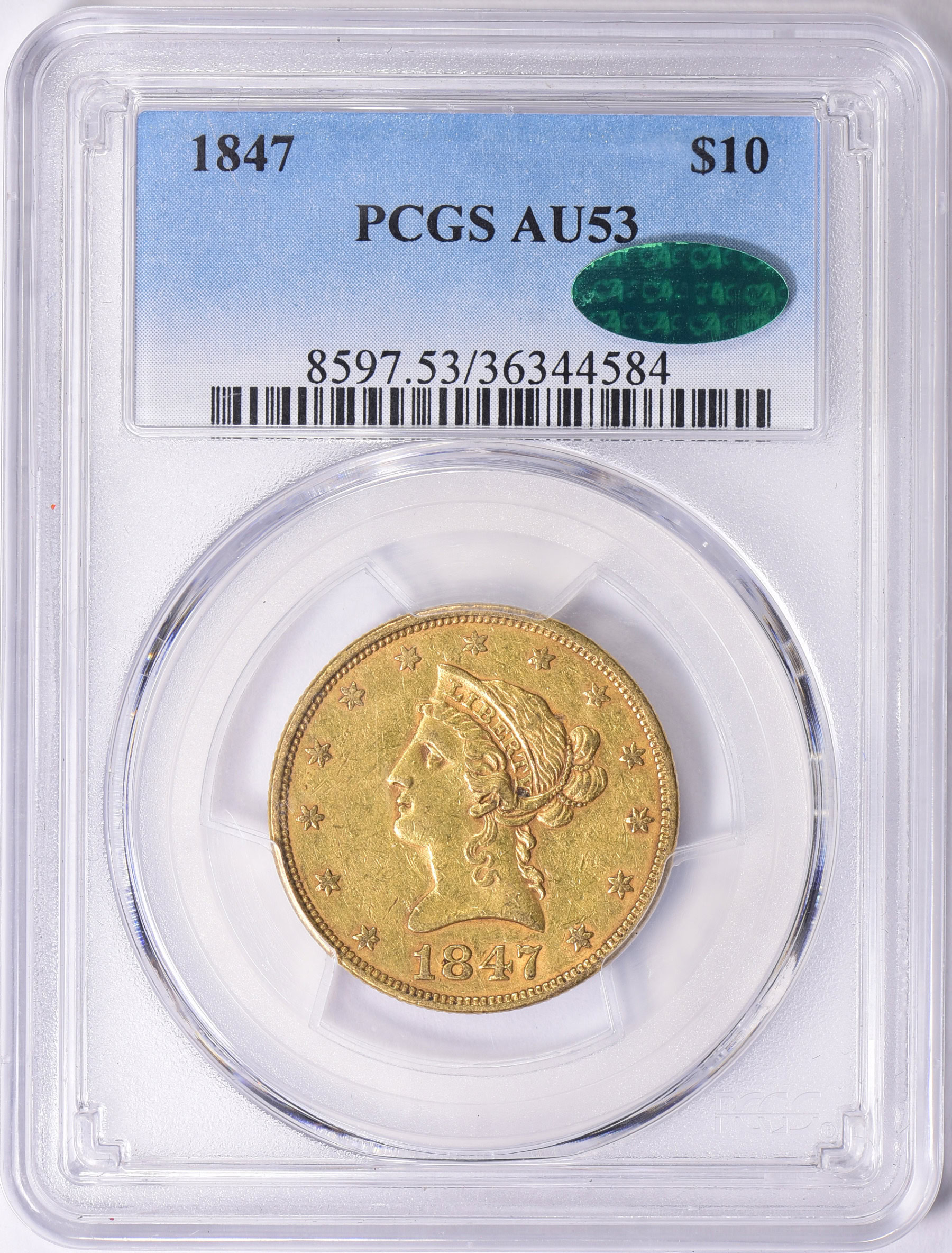 1847 Liberty Gold Eagle PCGS AU-53 (CAC Green) (Item 1626522 ...