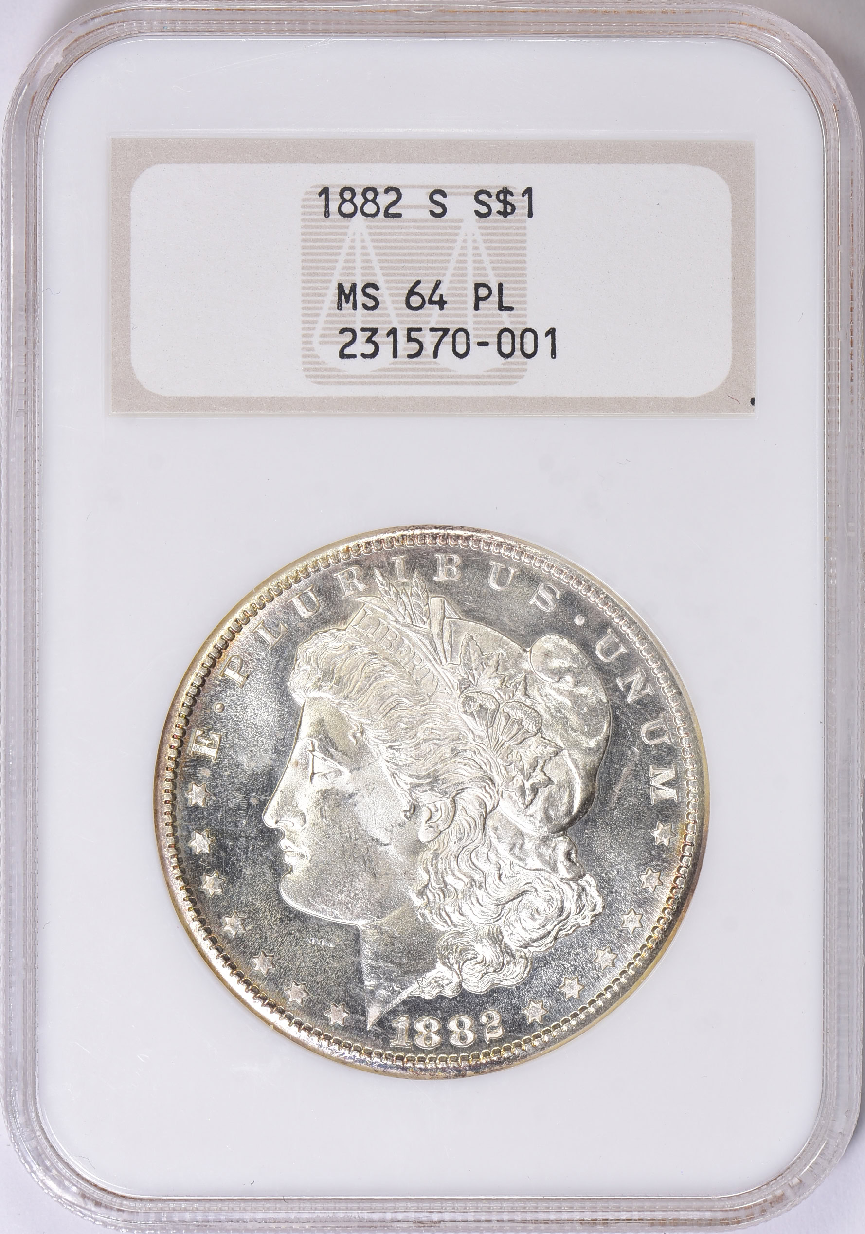 1882-S Morgan Silver Dollar NGC MS-64 PL OH (Toned) (Item 1626648) | GreatCollections Coin Auctions