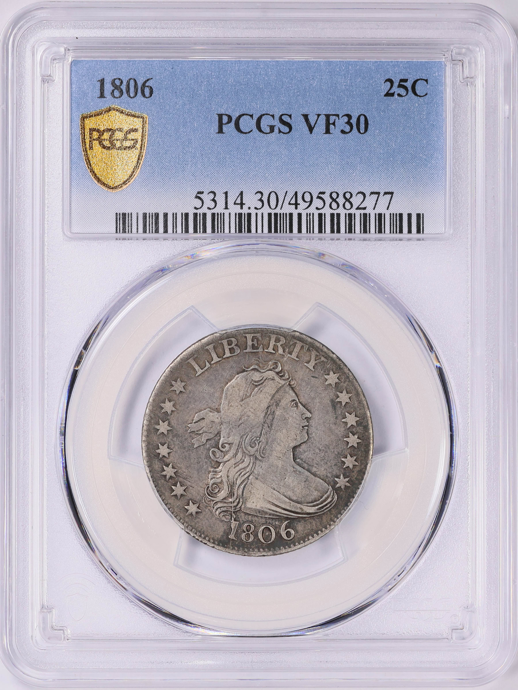 1806 Draped Bust Quarter PCGS VF-30 (Item 1627044) | GreatCollections ...