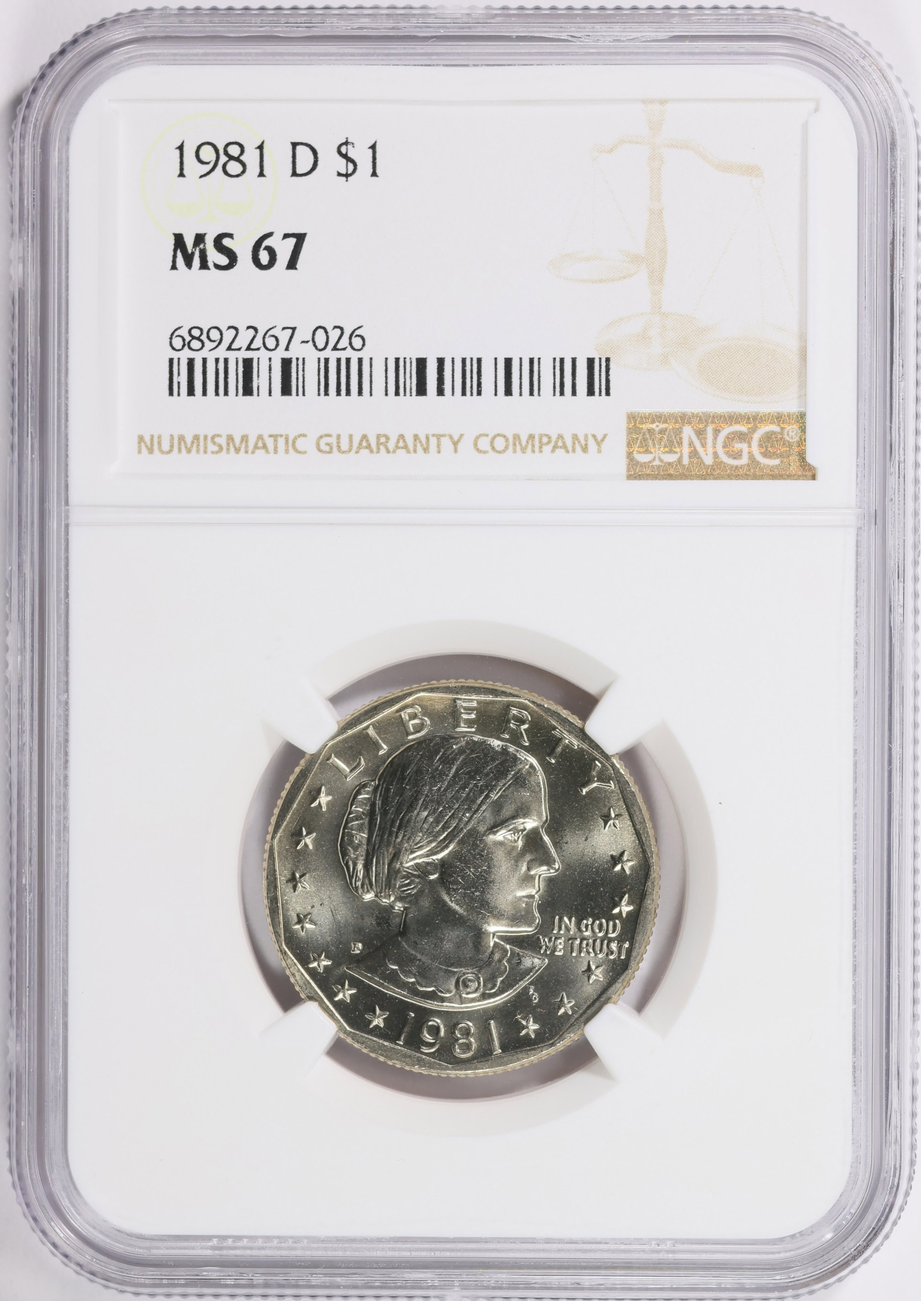 1981-D Susan B. Anthony Dollar NGC MS-67 (Item 1627063) | GreatCollections Coin Auctions