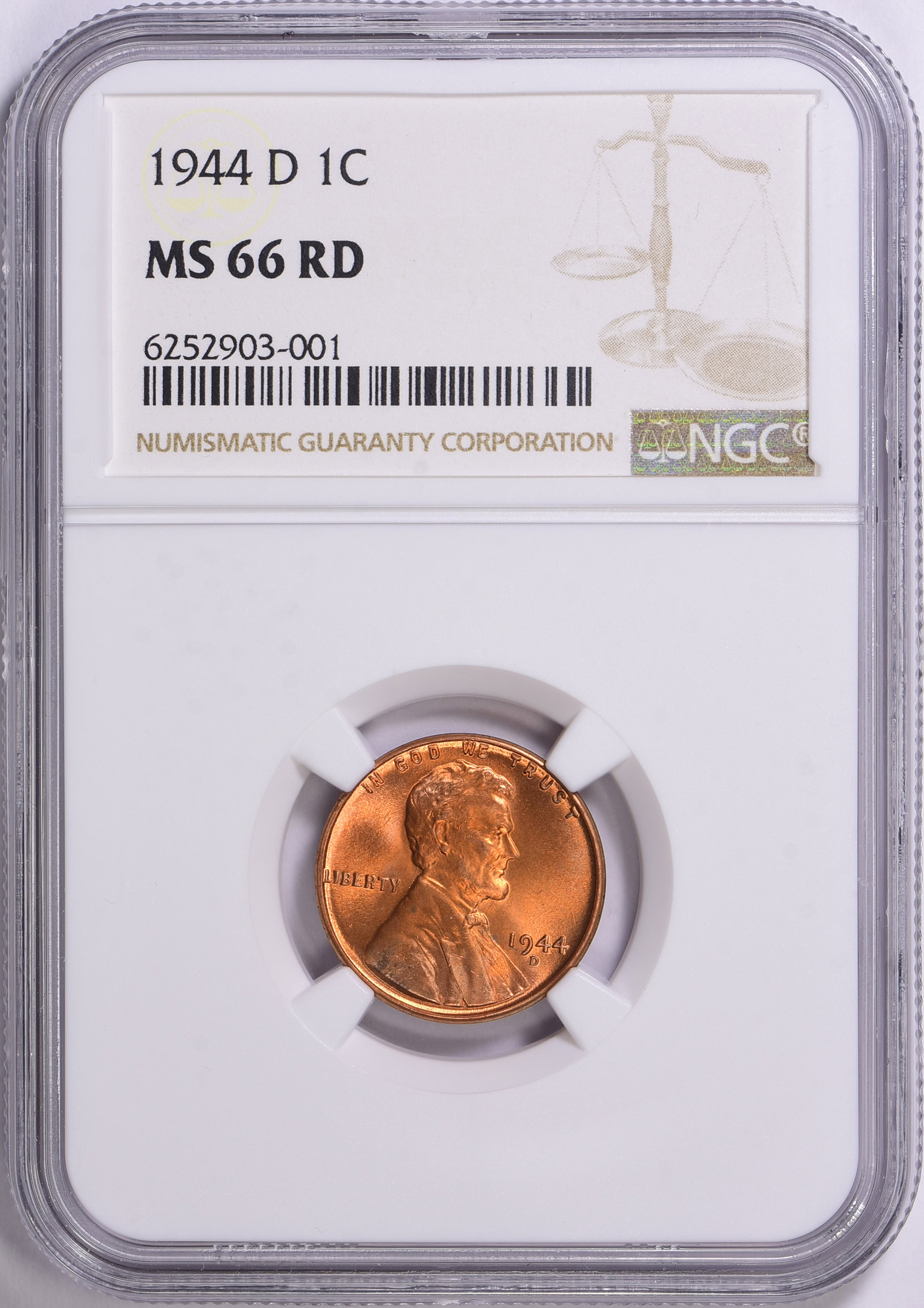 1944-D Lincoln Cent NGC MS-66 RD (Item 1628867) | GreatCollections Coin Auctions