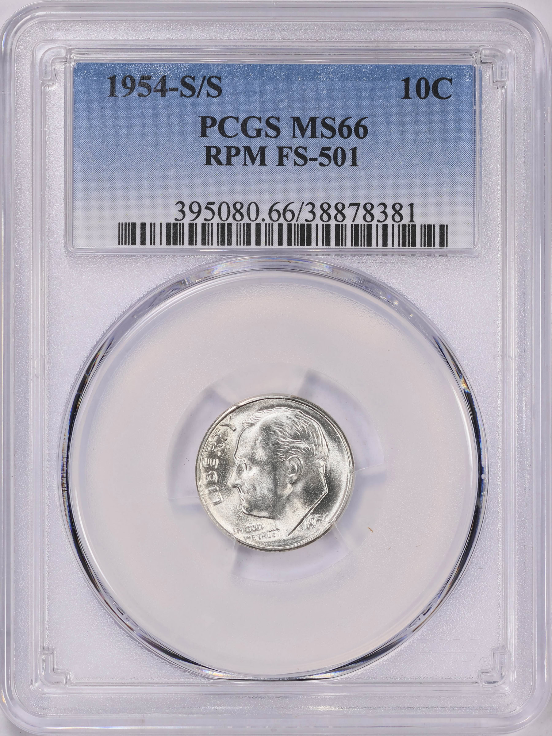 1954-S/S Roosevelt Dime Repunched Mintmark FS-501 PCGS MS-66 (Item 1628989) | GreatCollections ...