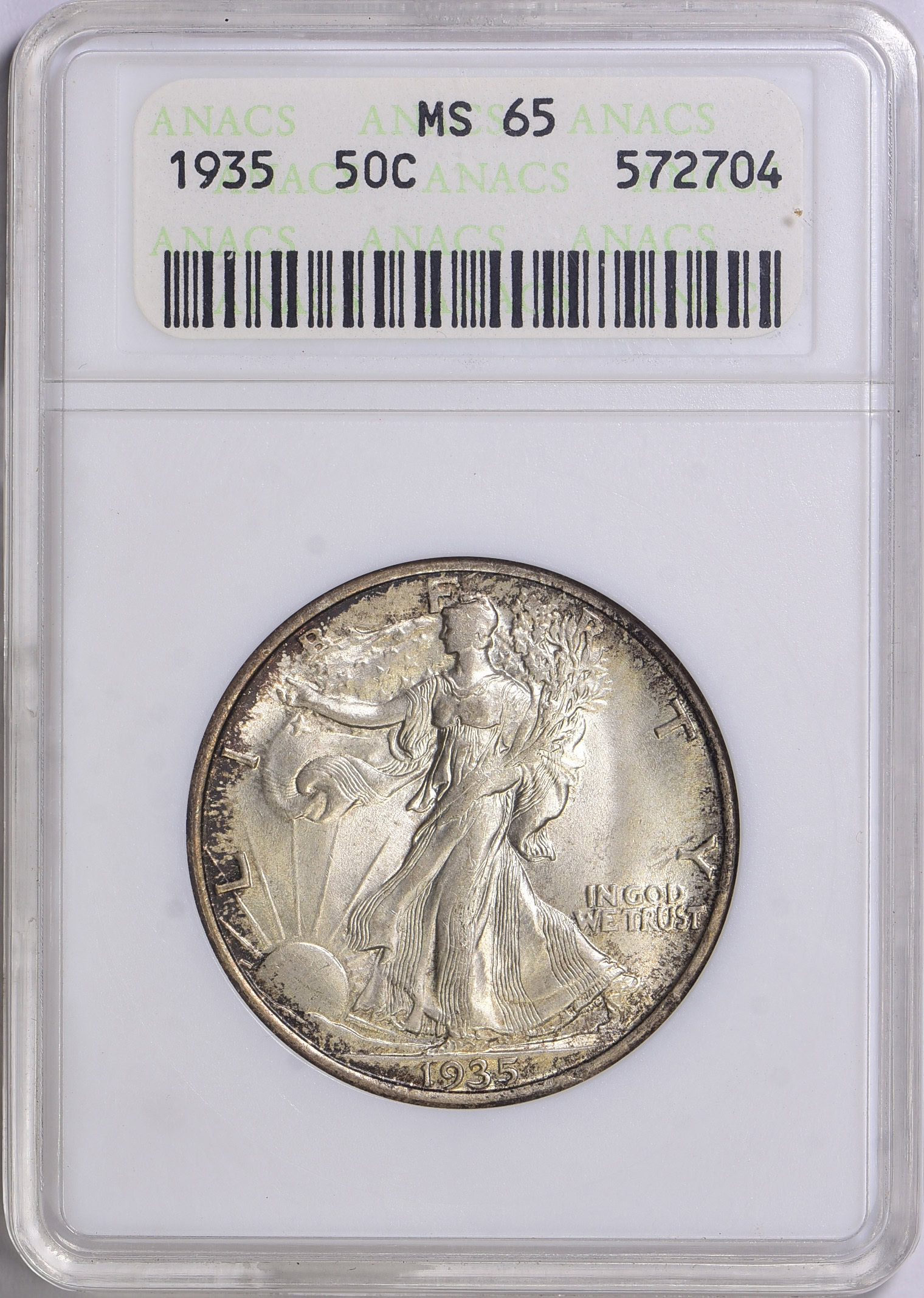 1935 Walking Liberty Half Dollar ANACS MS-65 OH (Item 1630387) | GreatCollections Coin Auctions
