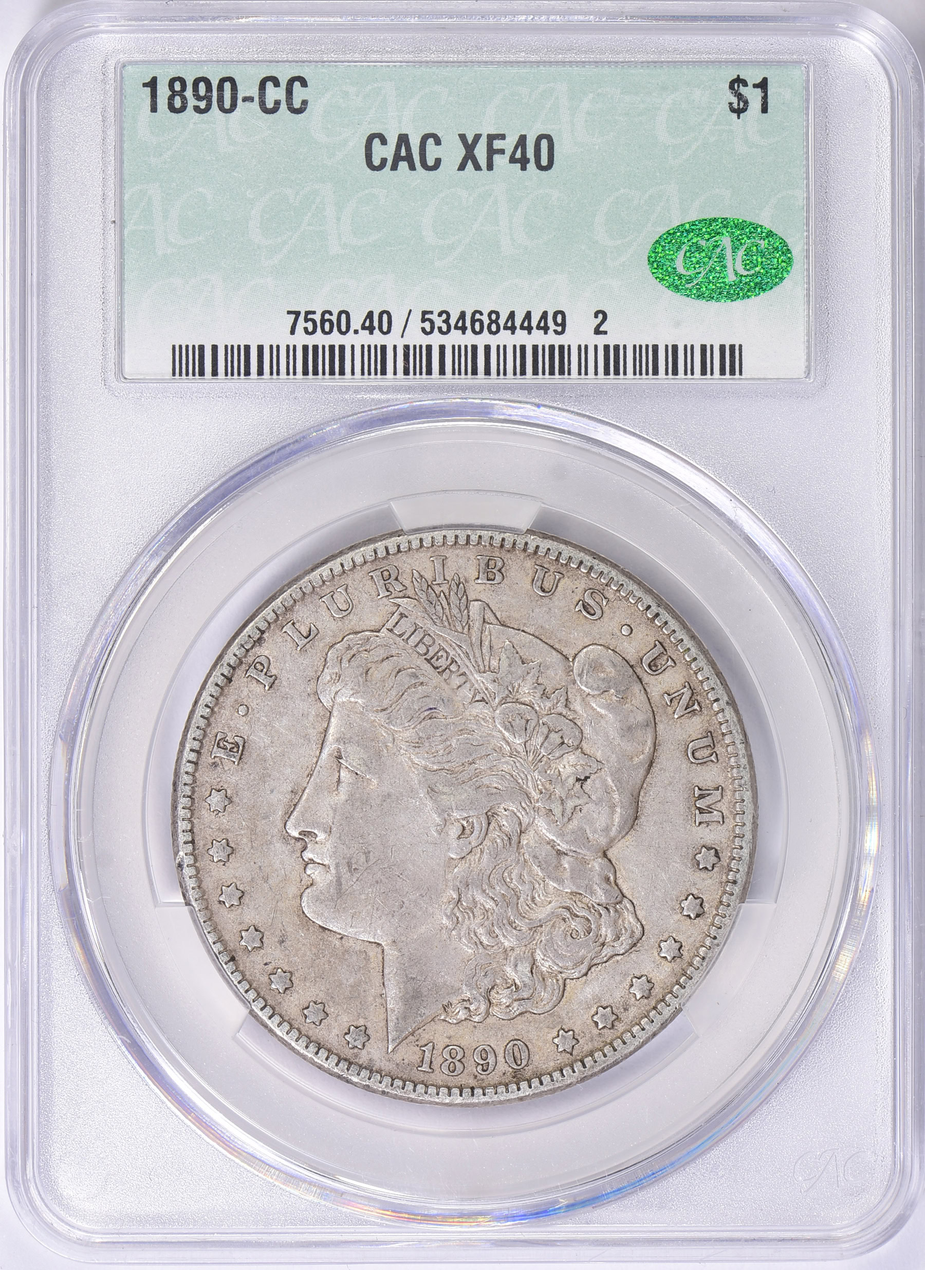 1890-CC Morgan Silver Dollar CACG XF-40 (Item 1630656) | GreatCollections Coin Auctions
