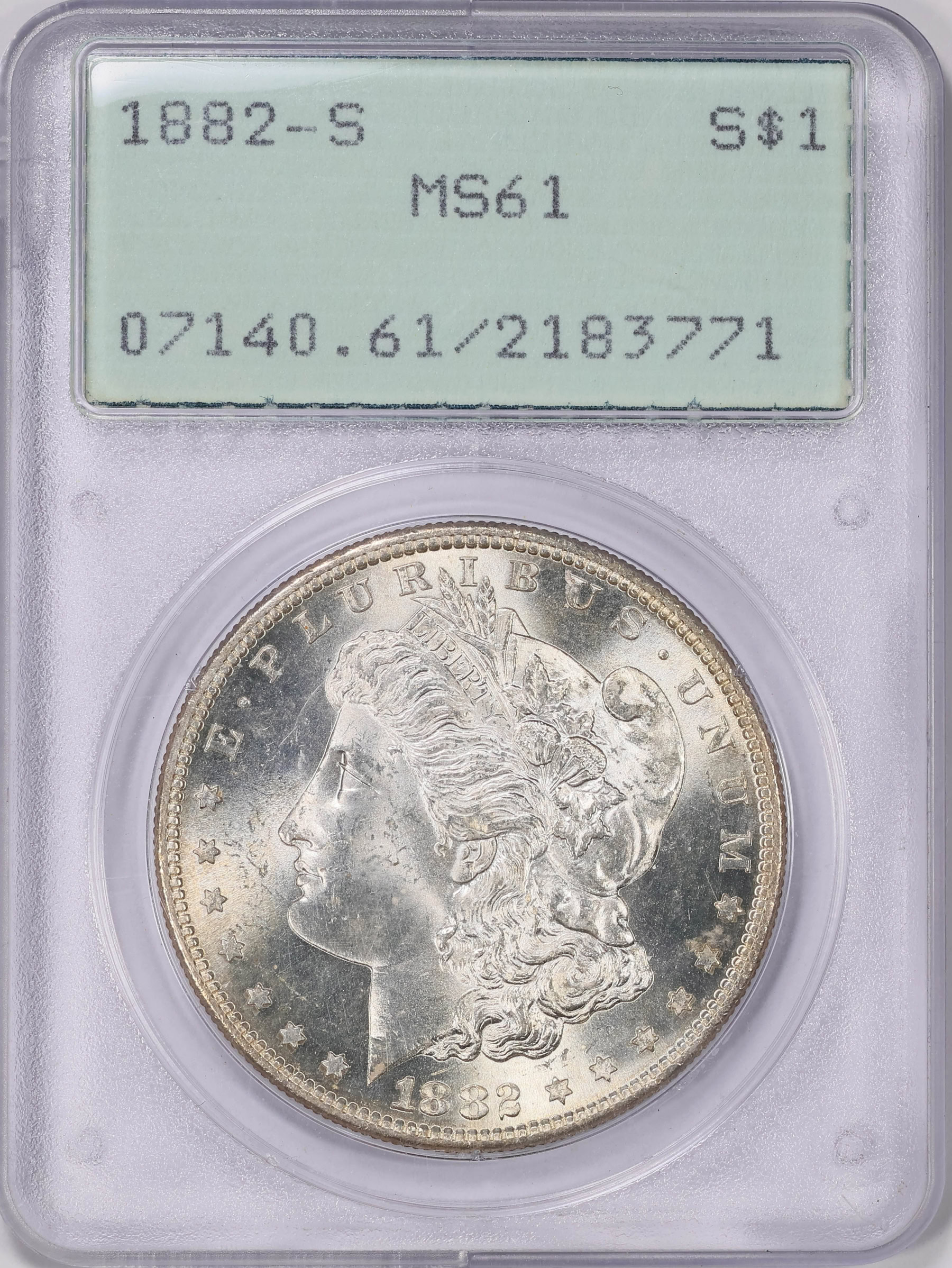 1882-S Morgan Silver Dollar PCGS MS-61 OGH (1st Gen) (Item 1631039) | GreatCollections Coin Auctions