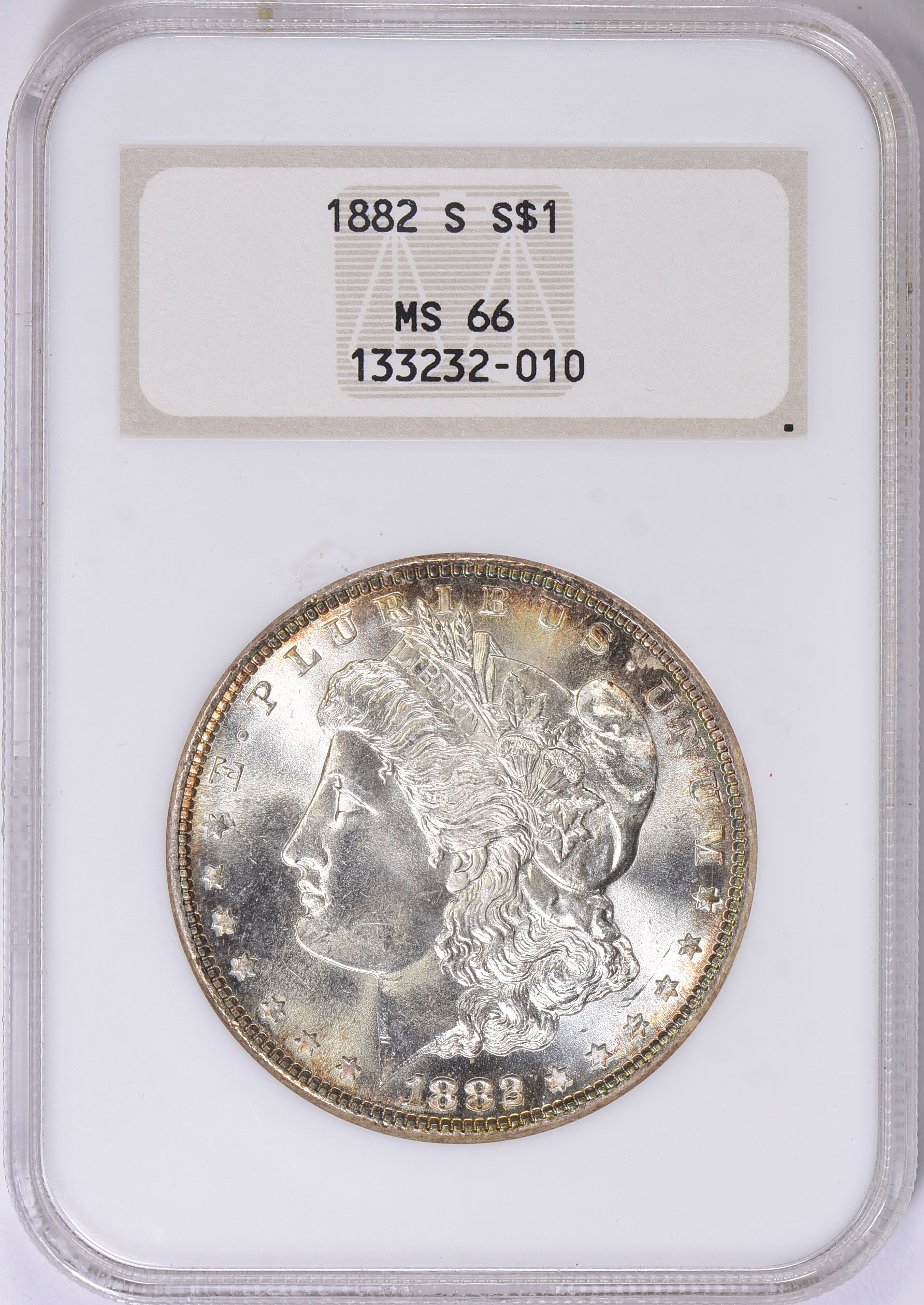 1882-S Morgan Silver Dollar NGC MS-66 OH (Toned) (Item 1631154) | GreatCollections Coin Auctions