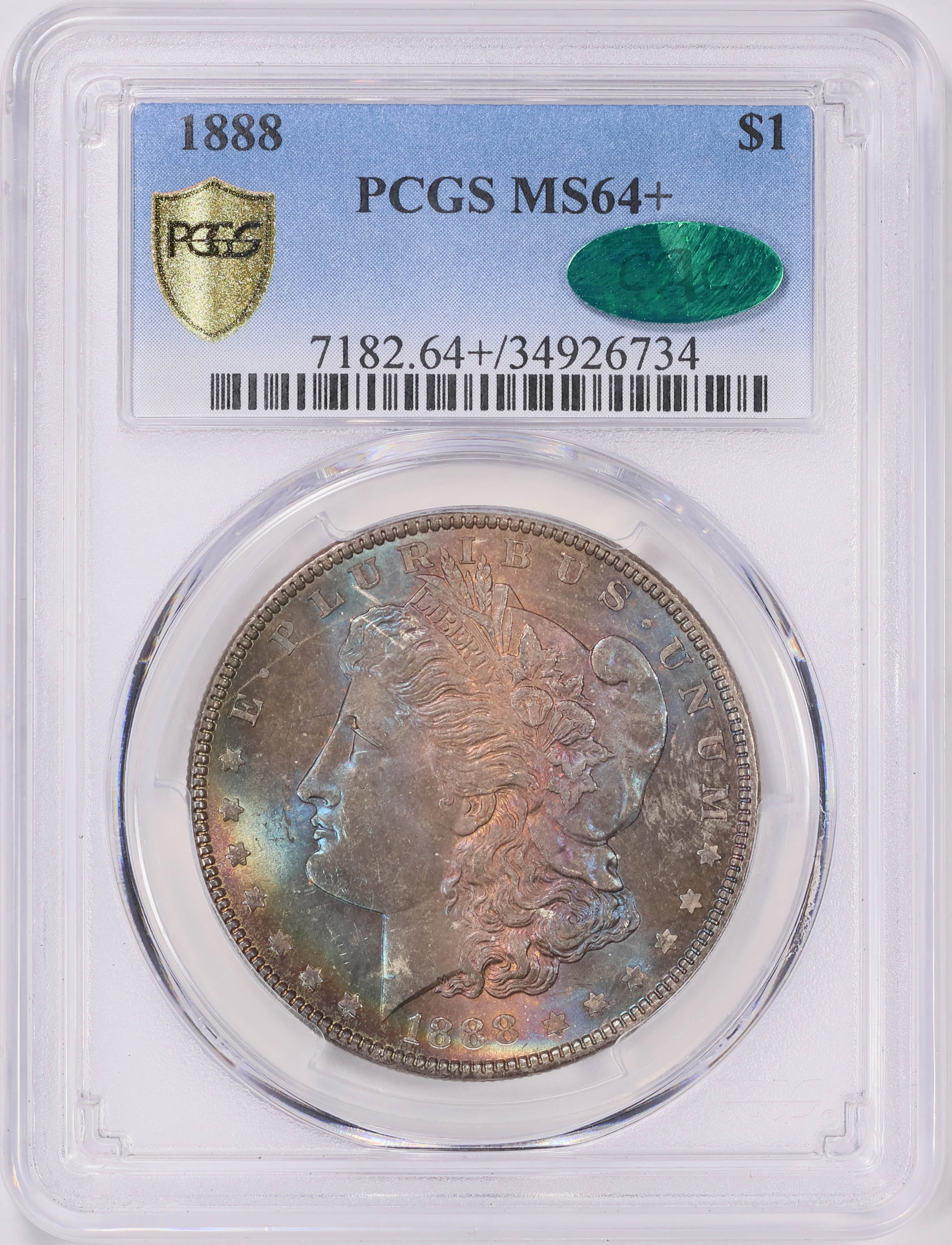 1888 Morgan Silver Dollar PCGS MS-64+ (CAC Green) (Toned) (Item 1632467) | GreatCollections Coin ...