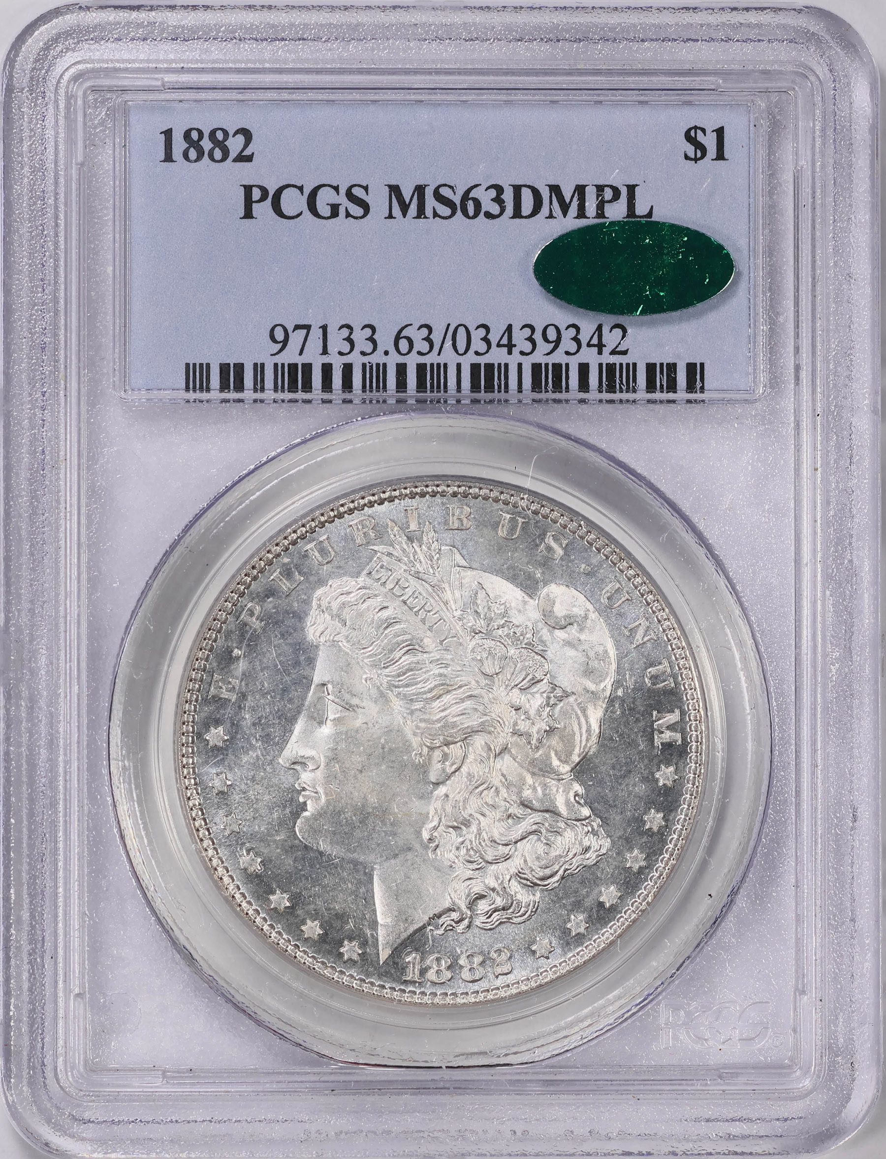 1882 Morgan Silver Dollar PCGS MS-63 DMPL (CAC Green) (Item 1632884) | GreatCollections Coin ...