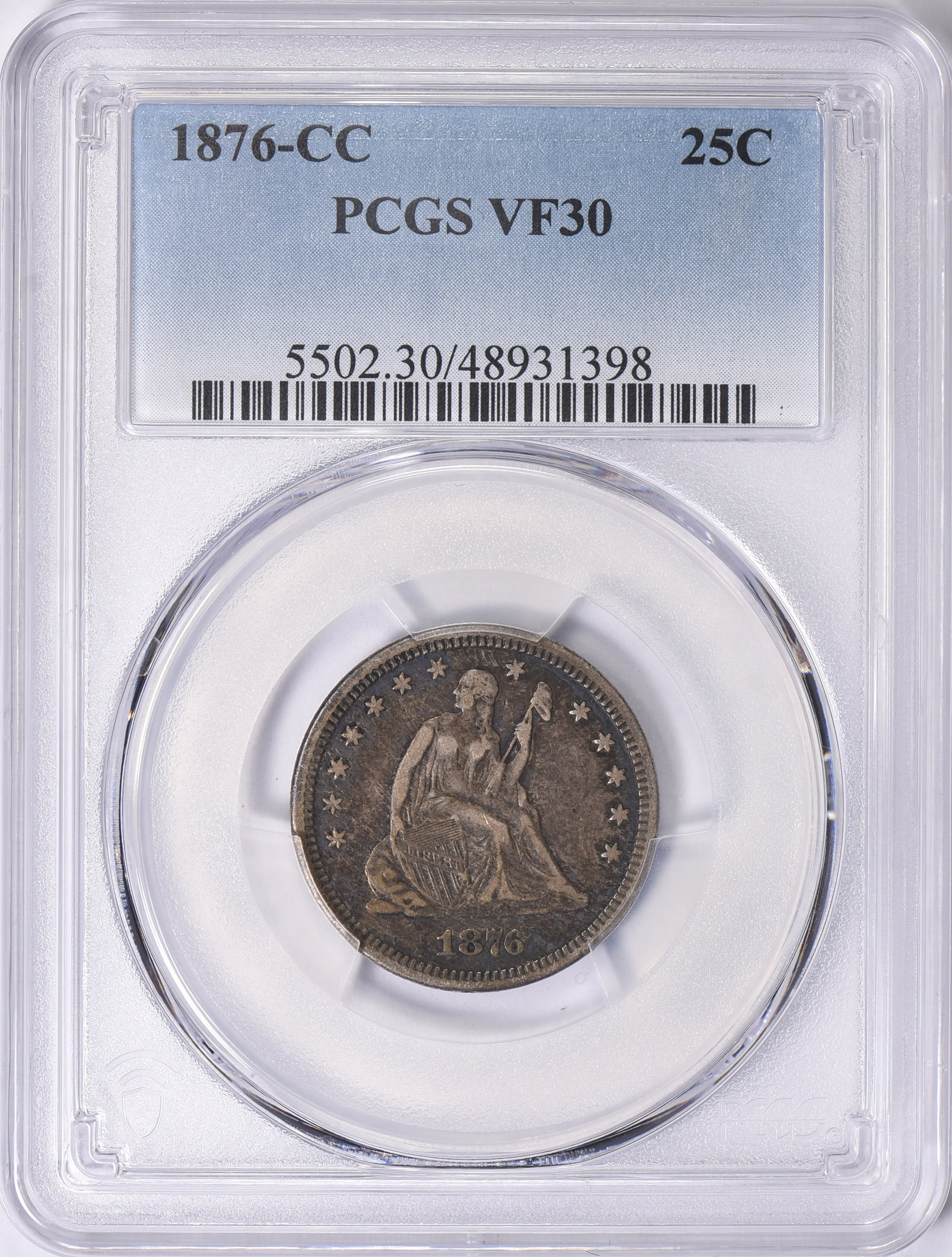 1876-CC Seated Liberty Quarter PCGS VF-30 (Item 1633168) | GreatCollections Coin Auctions
