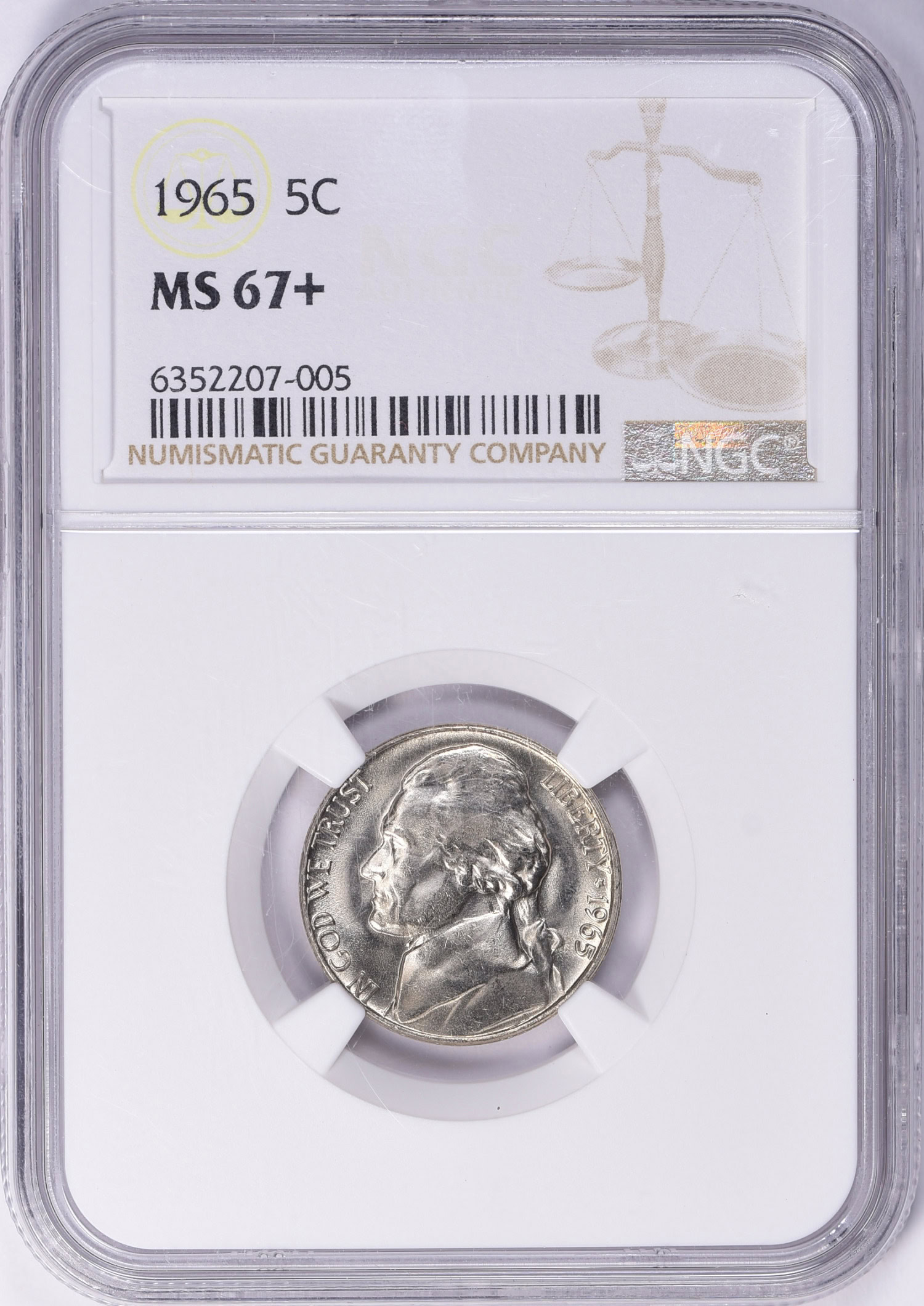 1965 Jefferson Nickel NGC MS-67+ (Item 1633426) | GreatCollections Coin ...