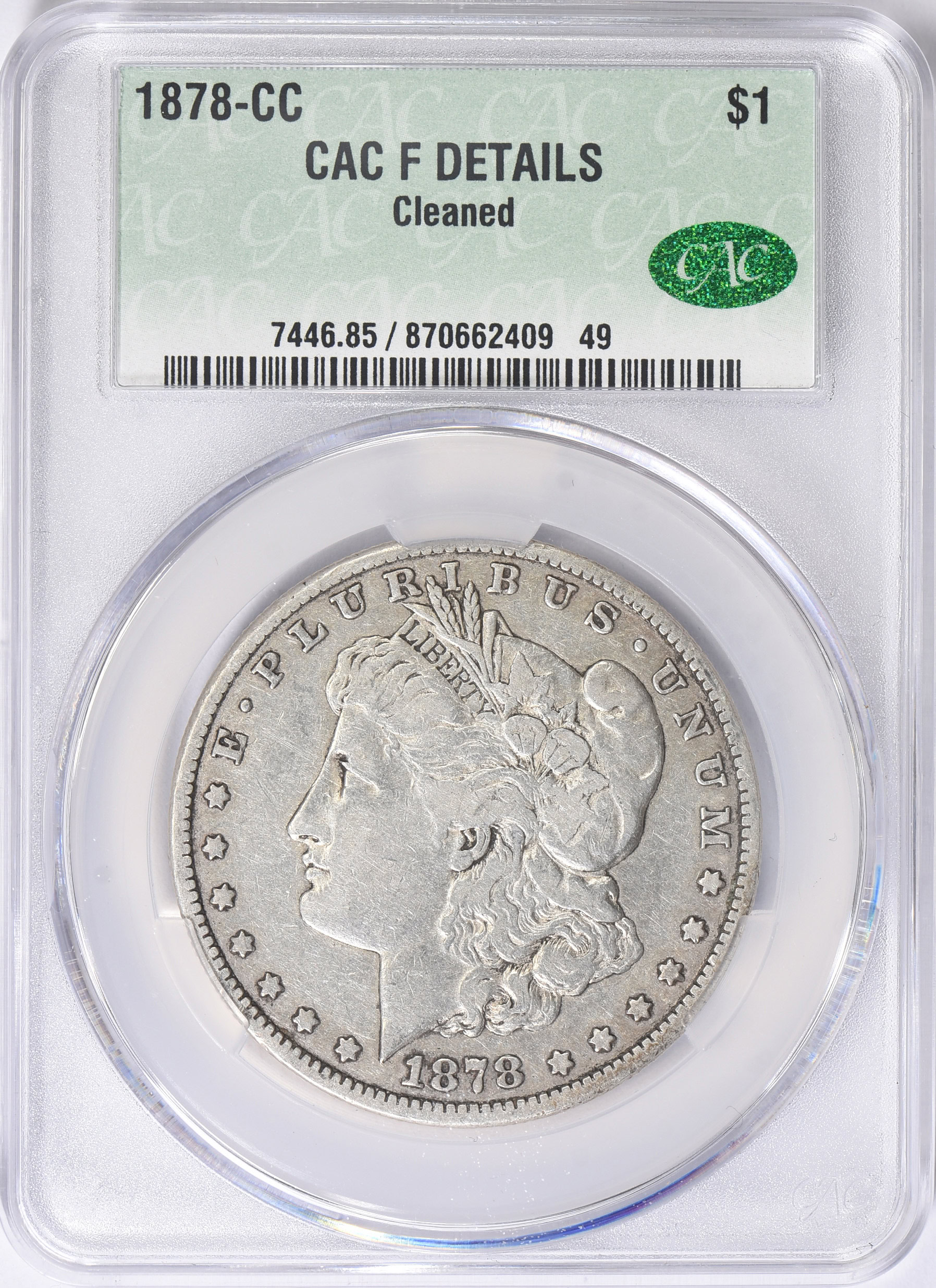 1878-CC Morgan Silver Dollar CACG Fine Details (Item 1633546 ...