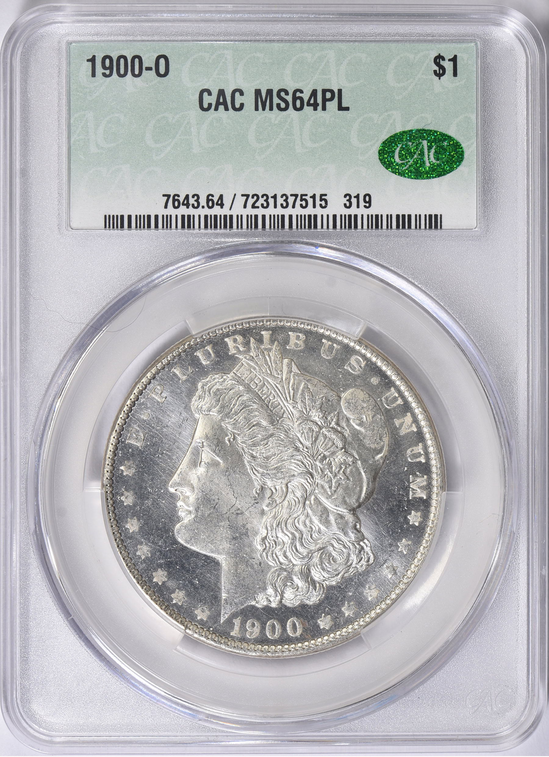 1900-O Morgan Silver Dollar CACG MS-64 PL (Item 1633783) | GreatCollections Coin Auctions