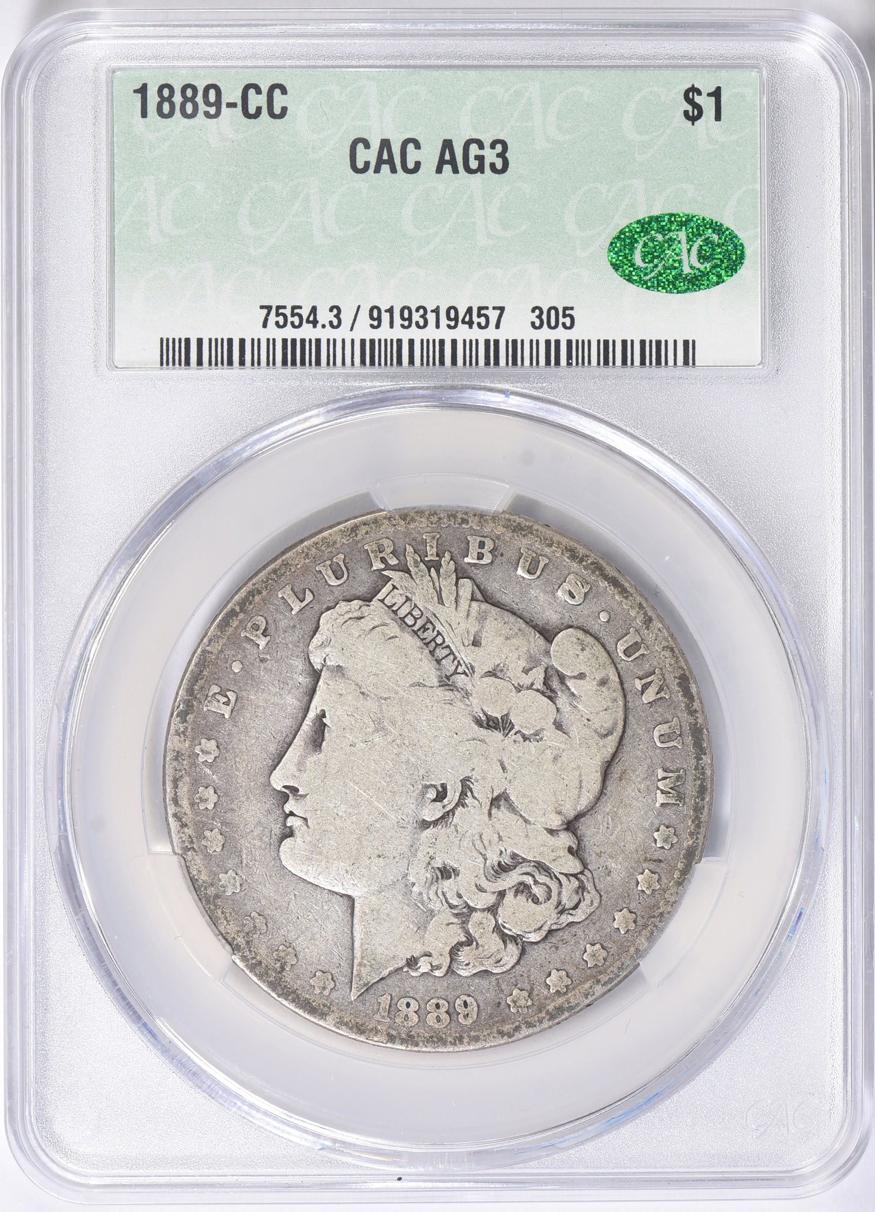 1889-CC Morgan Silver Dollar CACG AG-03 (Item 1633820 ...