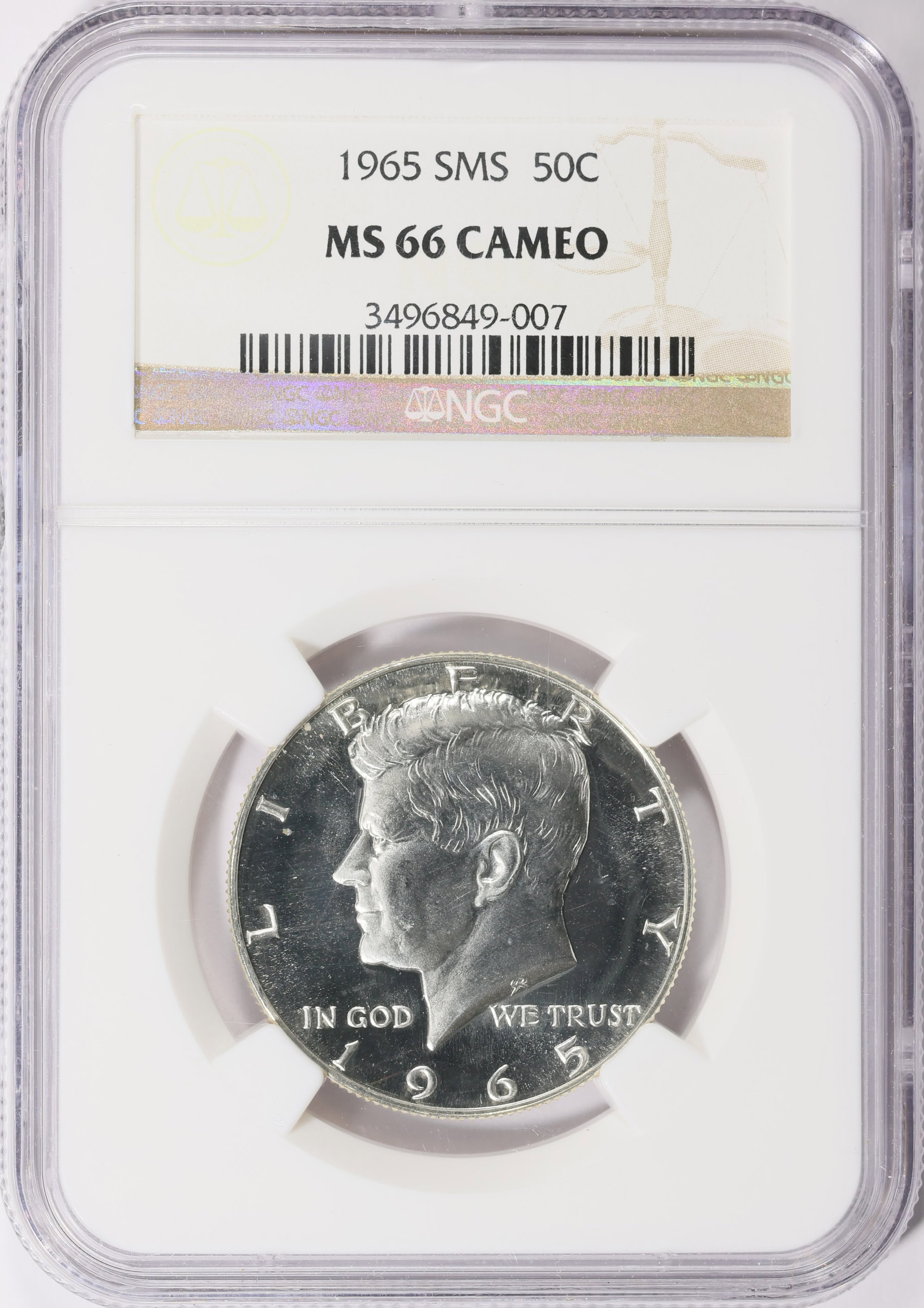 1965 Kennedy Half Dollar SMS NGC MS-66 CAMEO (Item 1634541) | GreatCollections Coin Auctions