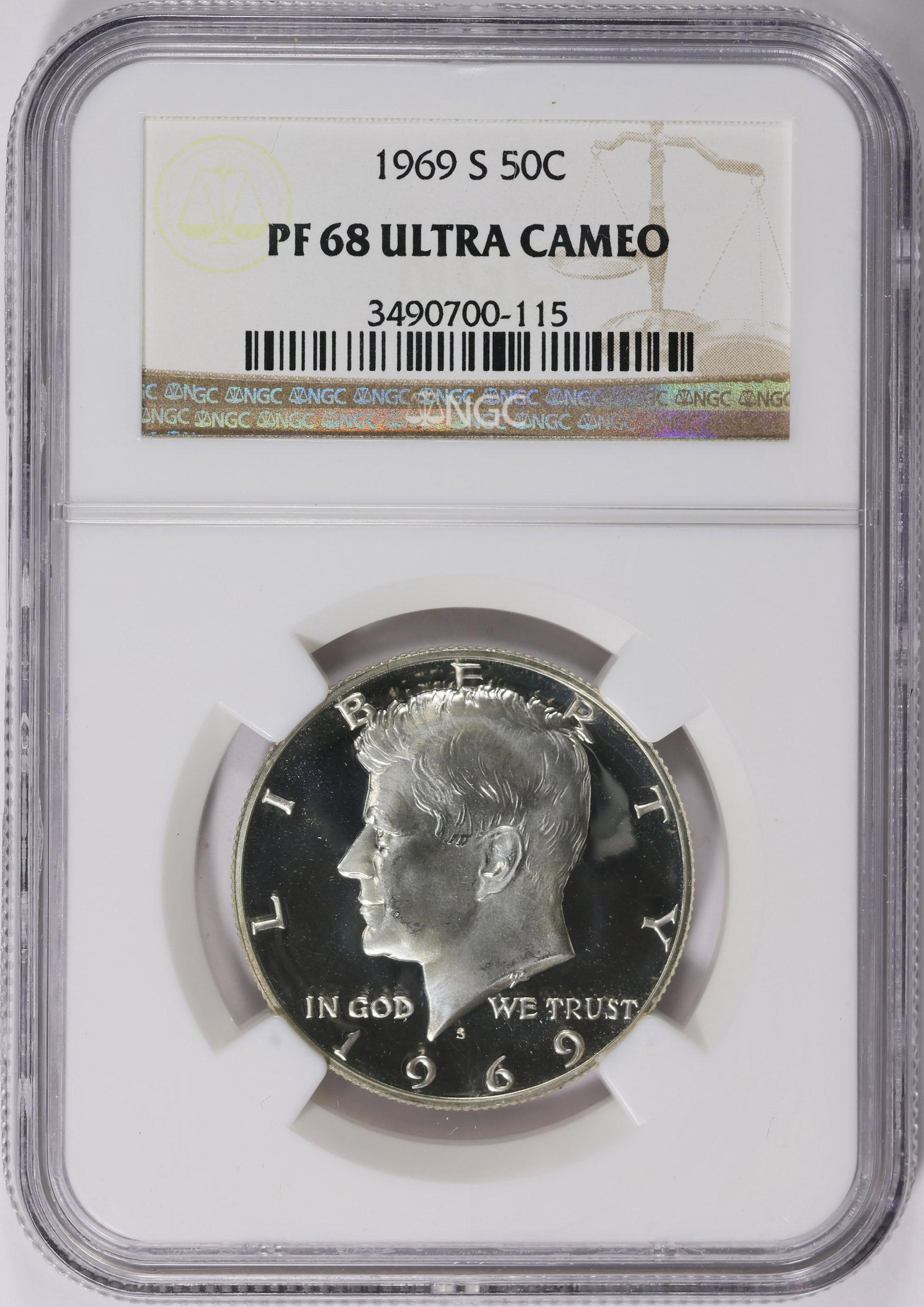 1969-S Kennedy Half Dollar NGC Proof-68 UC (Item 1634543) | GreatCollections Coin Auctions