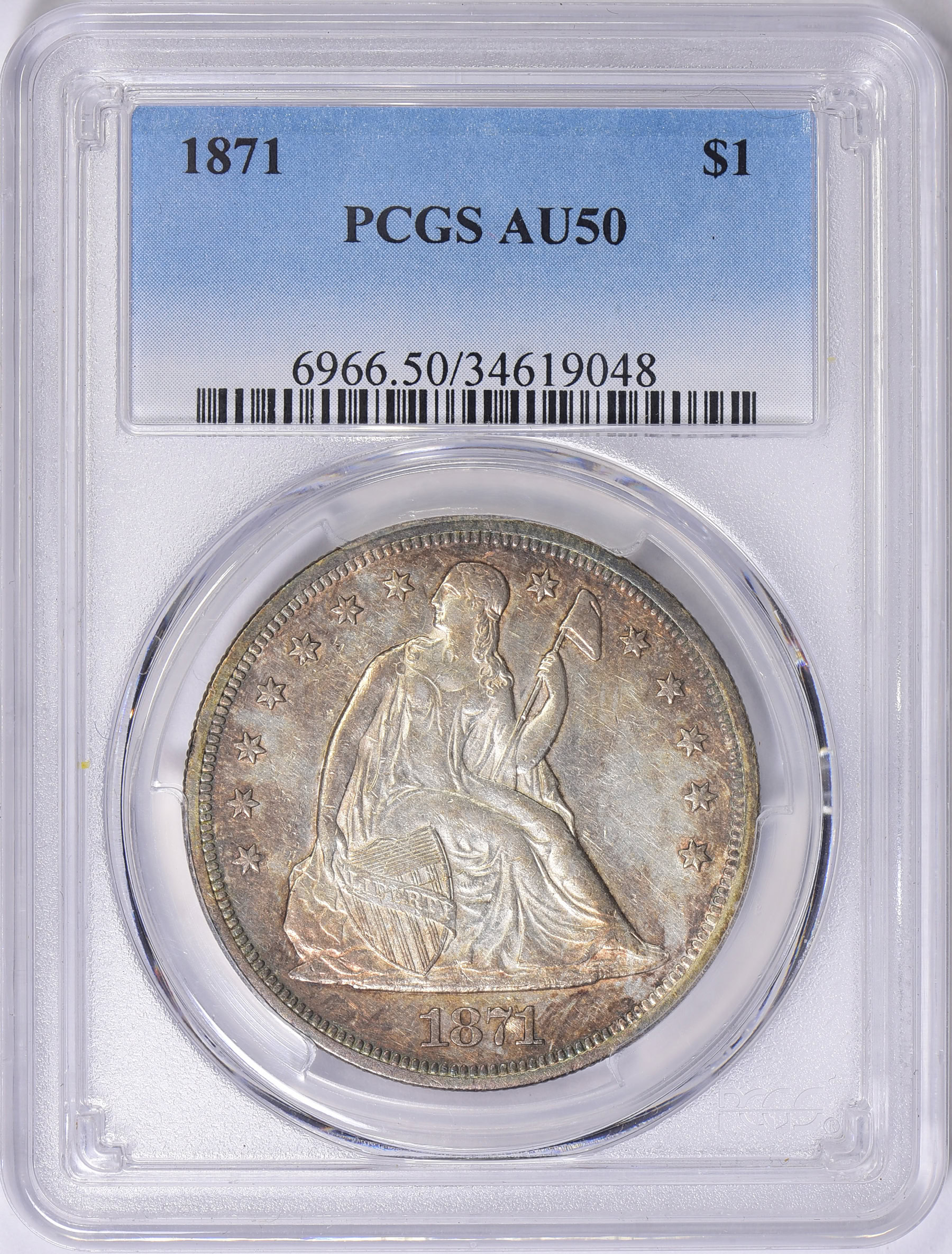 1871 Seated Liberty Silver Dollar PCGS AU-50 (Toned) (Item 1635089) | GreatCollections Coin Auctions