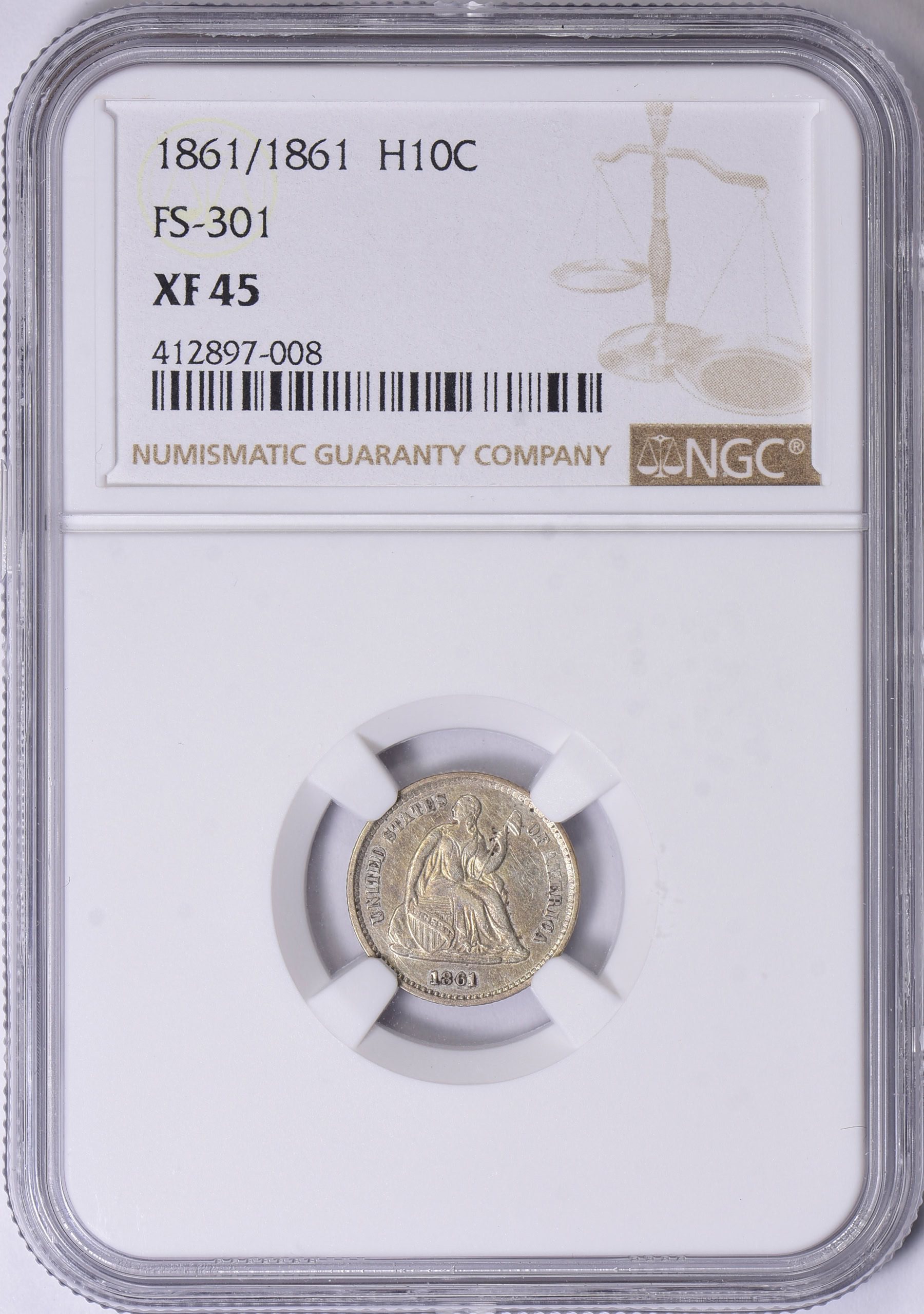 1861/1861 Seated Liberty Half Dime FS-301 NGC XF-45 (Item 1635139 ...