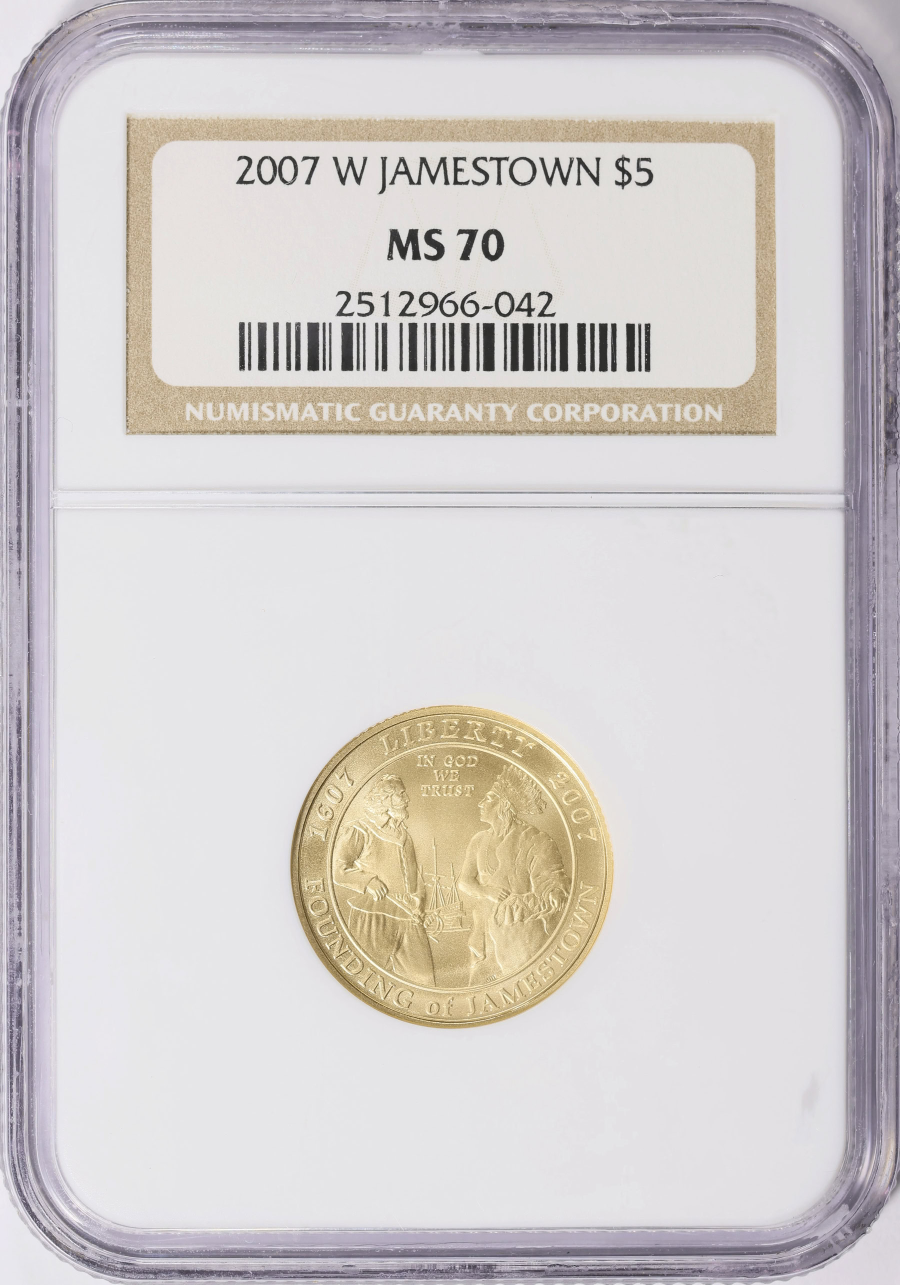 2007-W Jamestown 400th Anniversary Gold $5 NGC MS-70 (Item 1635202 ...