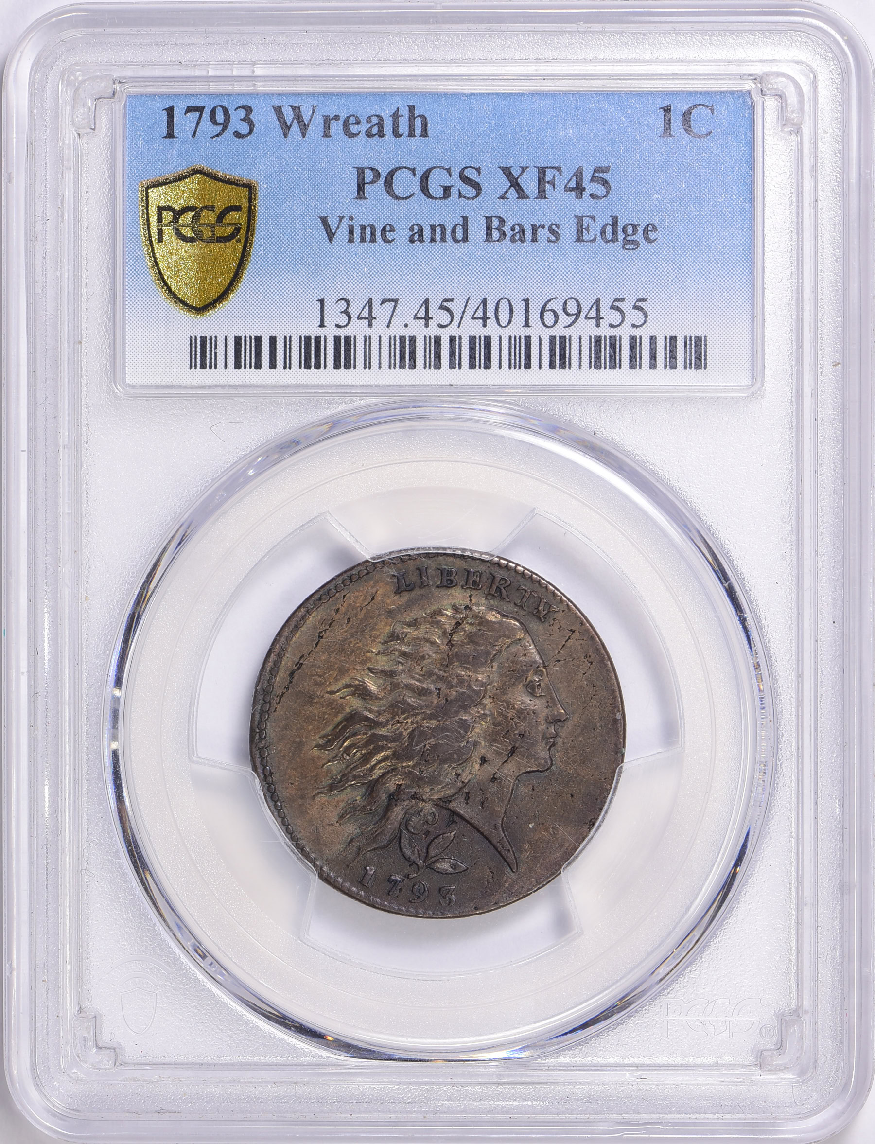 1793 Wreath Cent Vine and Bars PCGS XF-45 BN (Item 1635453 ...
